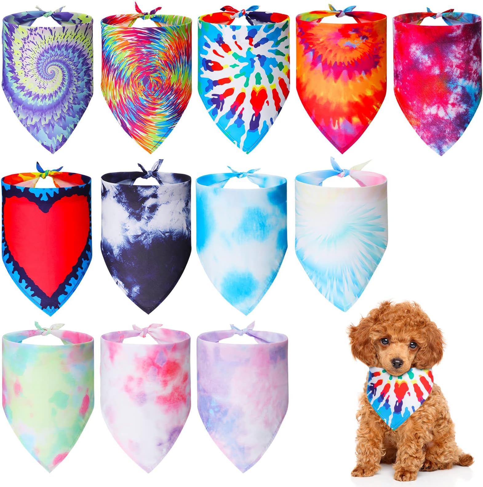 Amazon.com : Silkfly 12 Pcs Tie Dye Dog Bandanas Washable Triangle Bibs ...