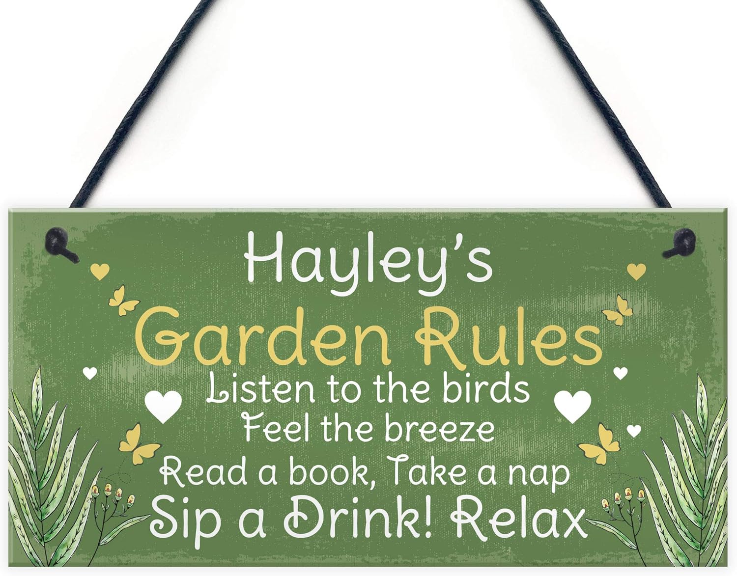 Red Ocean PERSONALISED Garden Signs Garden Rules Plaque Any Name Summer ...