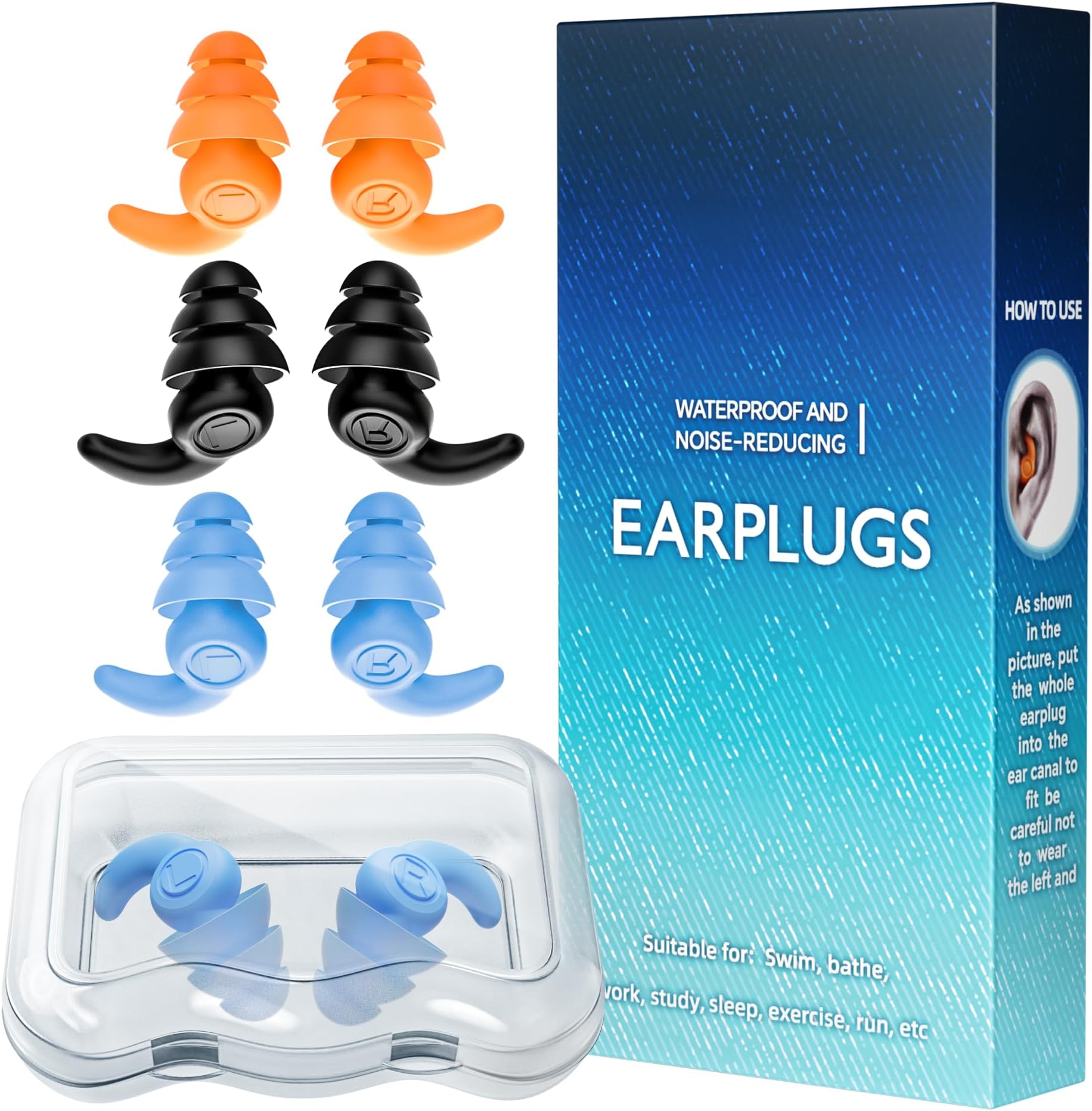 Amazon.com: Tupalizy Reusable Soft Flexible Silicone Swimming Ear Plug ...