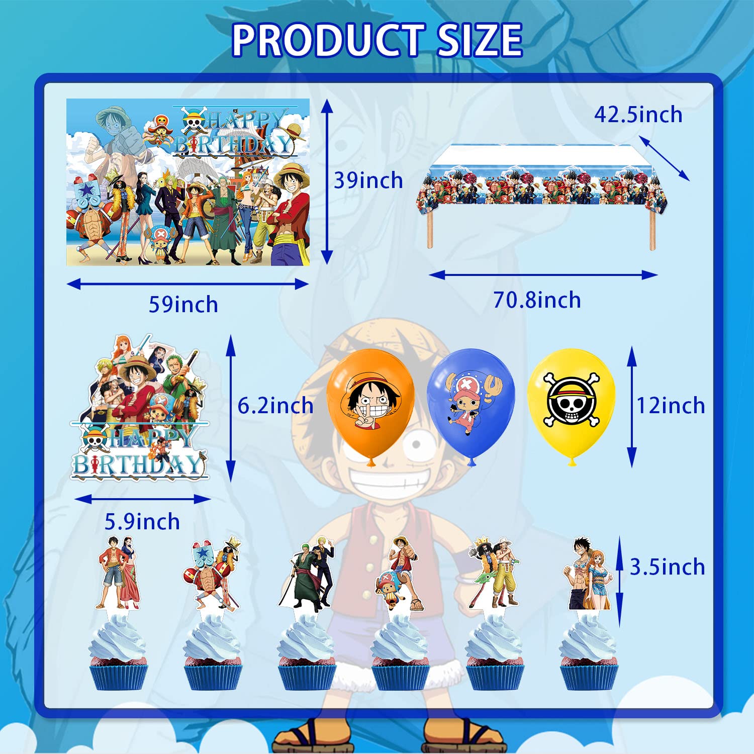 One Piece Anime Theme Party Supplies Kit Decorations Set Favors for ...