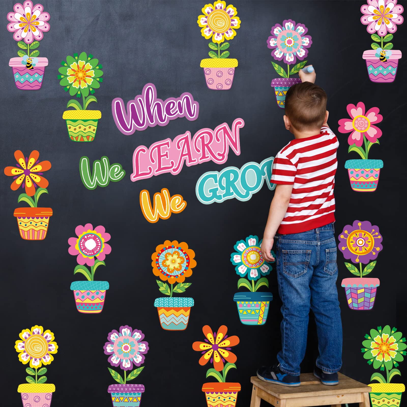 Whaline 45Pcs Spring Cut-Outs Spring Potted Flowers Cut Outs with ...