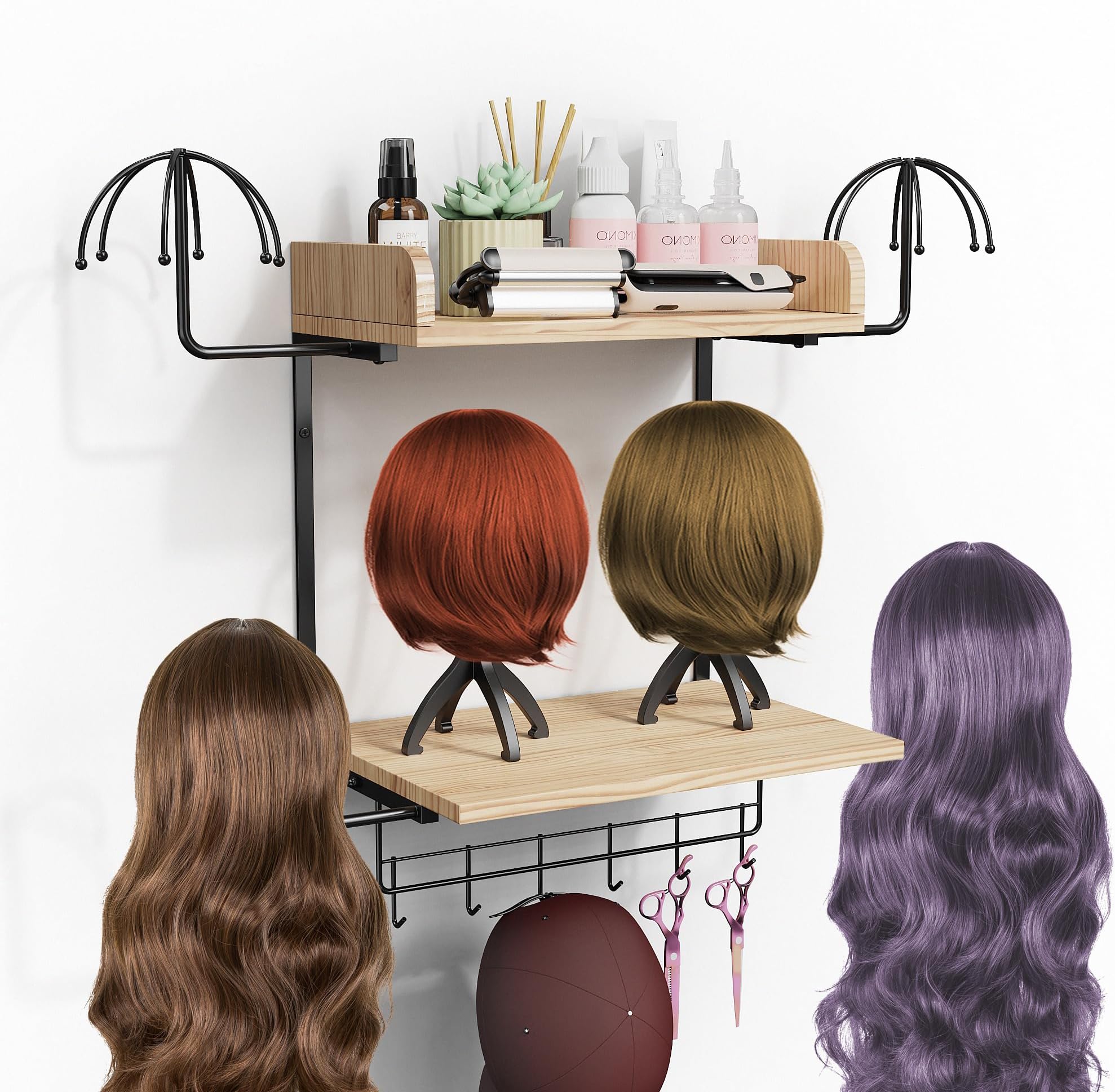 Amazon.com: Pmsanzay 4 Pack Wall Mount Hanging Wig Stand, Wig Drying ...