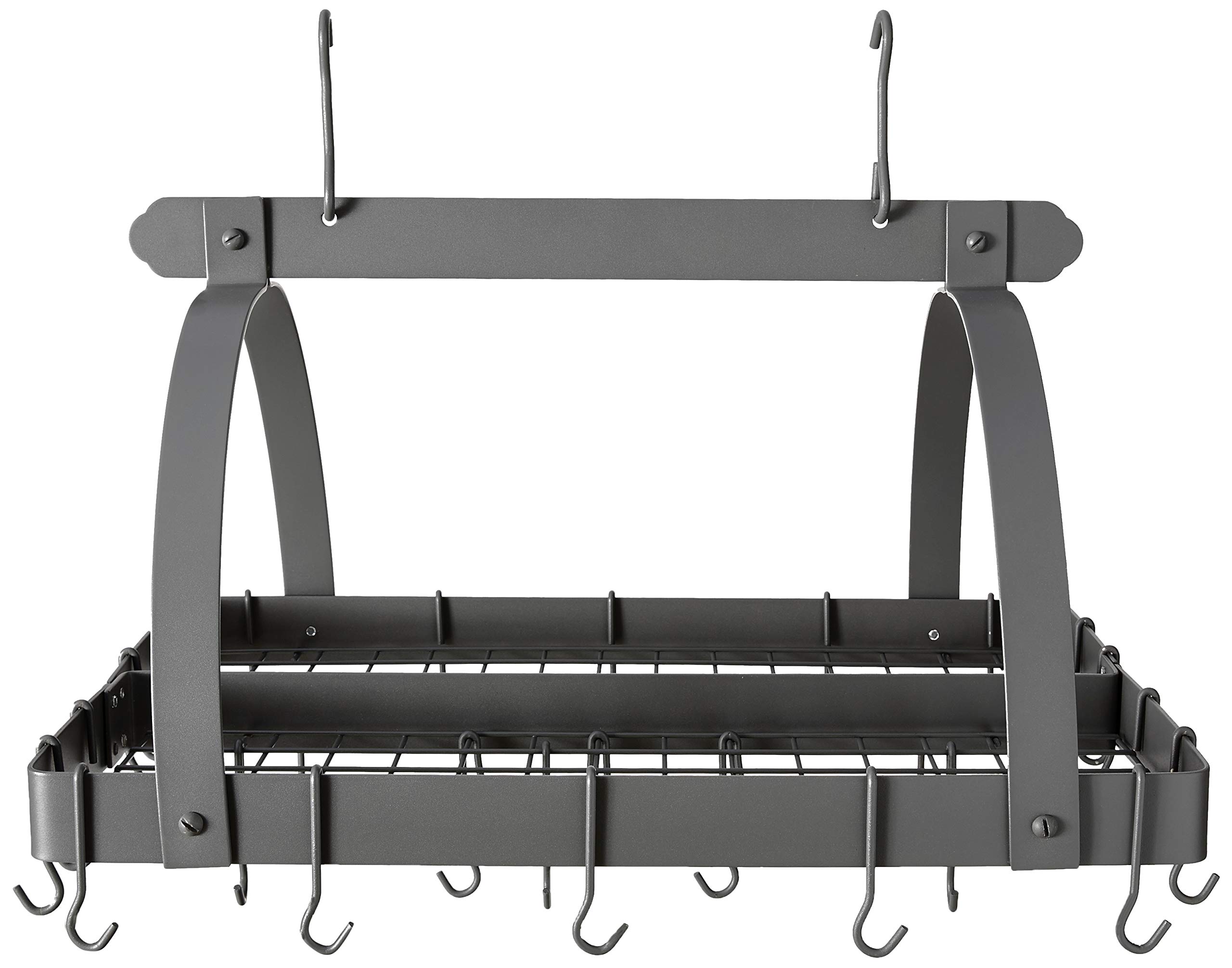 Old Dutch Rectangular Hanging Pot Rack with Grid & 24 Hooks, Graphite ...