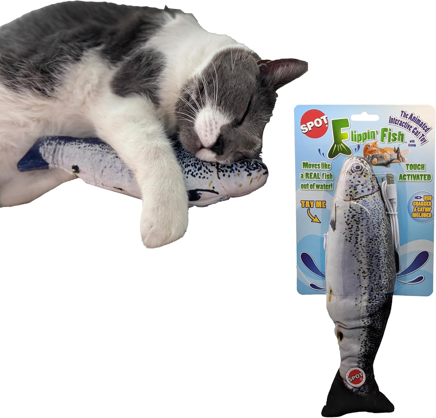 Amazon.com : SPOT Flippin' Fish Interactive Cat Toy with Catnip for ...
