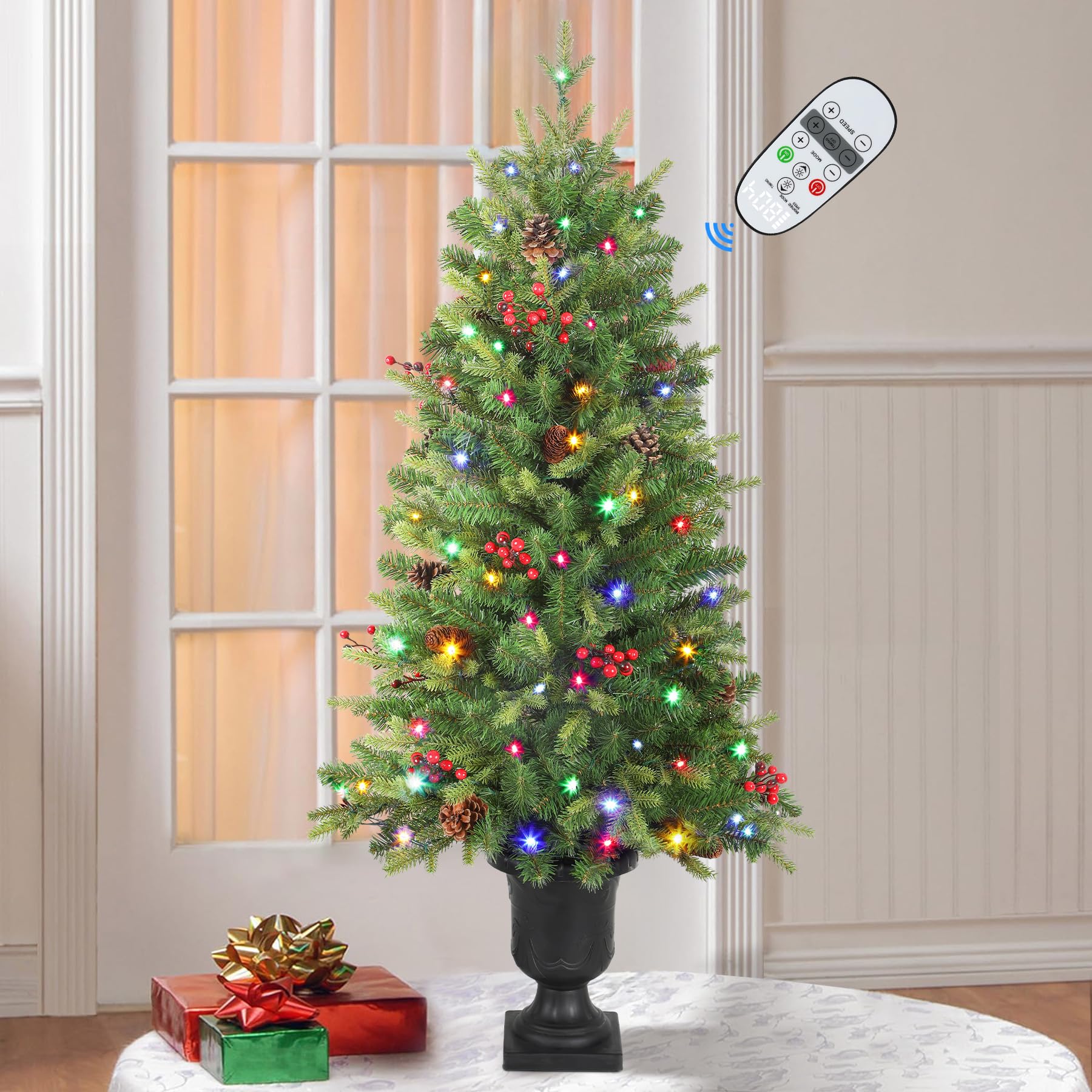 Alupssuc 4ft Prelit Artificial Christmas Tree Mini Entrances Tree Pre ...