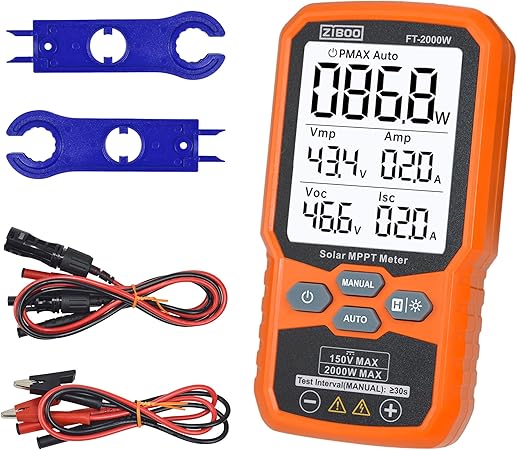 Amazon.com: ZIBOO FT-2000W Solar Panel Tester MPPT Meter - 2000W Max ...