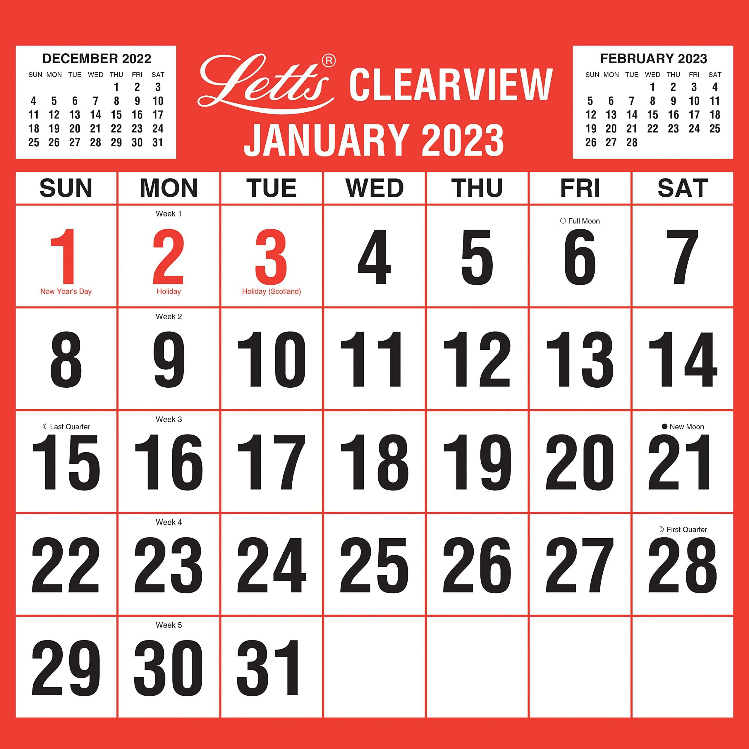 Letts of London Clearview month to view calendar 2023, White (23-TCMC ...