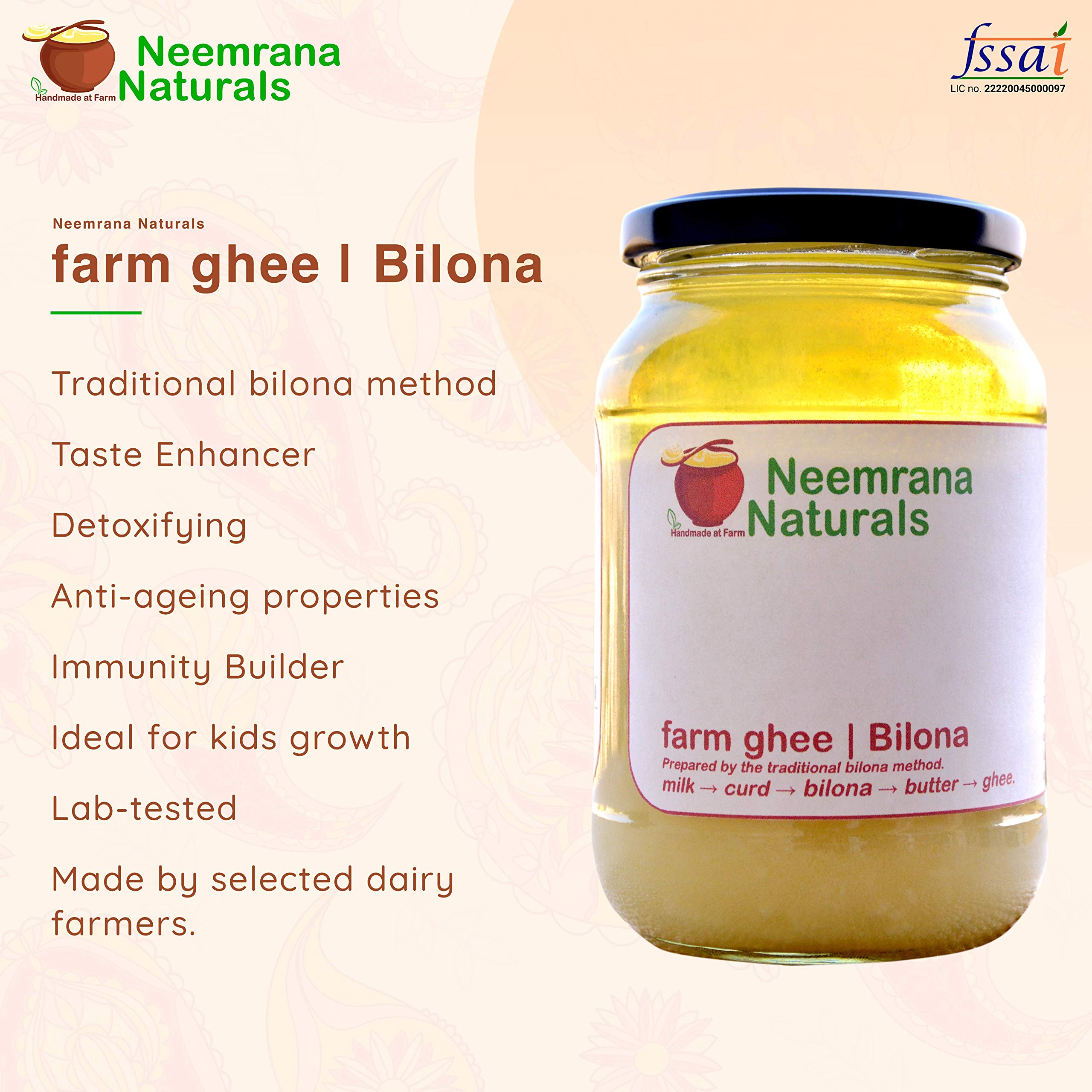 Neemrana Naturals Farm Ghee Indian Desi Buffalo Pure Desi Ghee ...