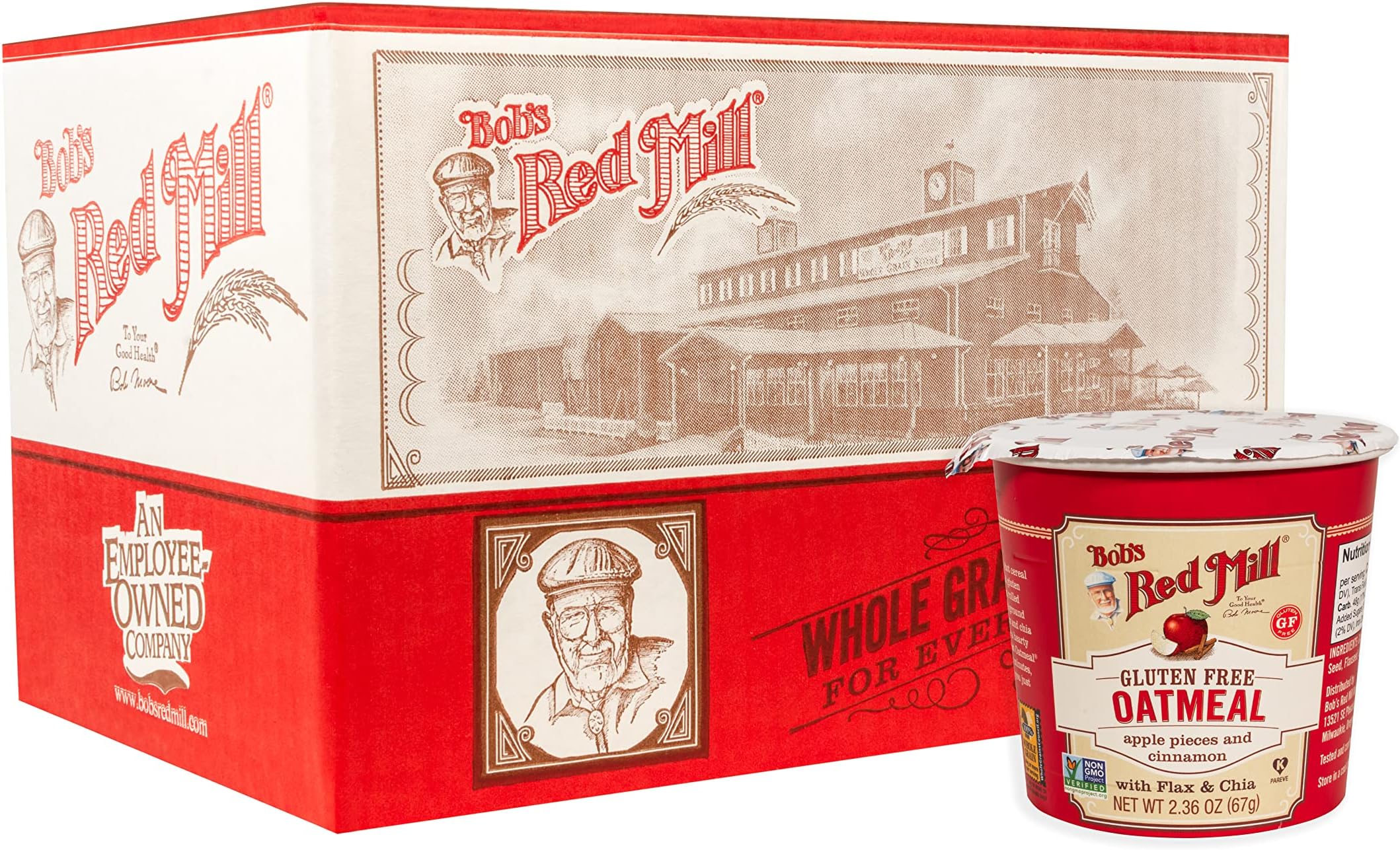 Amazon.com : Bob's Red Mill GF Oatmeal Cup, Apple & Cinnamon, 2.36 ...