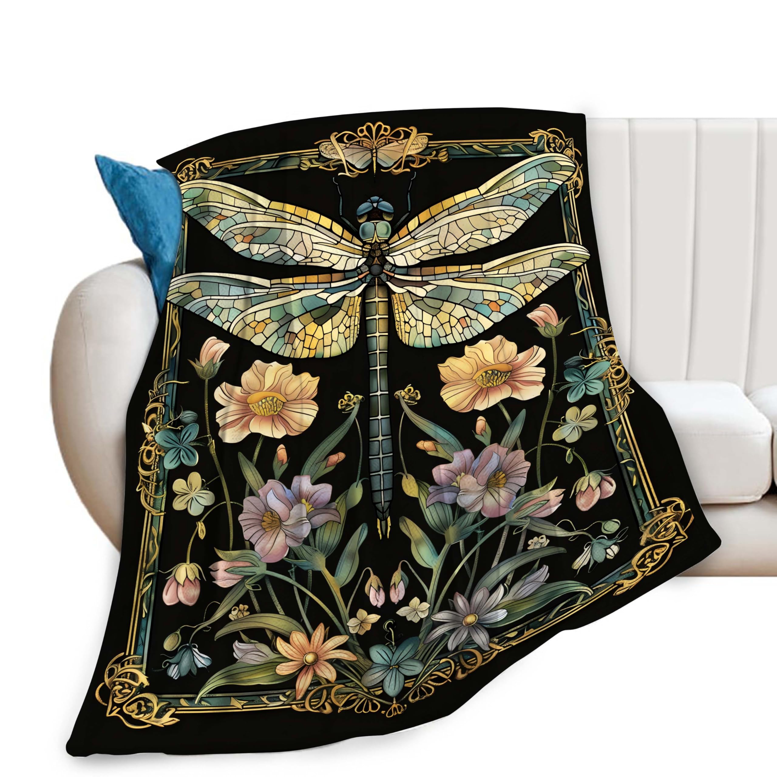 Amazon.com: Dragonfly Blanket Dragonfly Flower Decor Throw Blanket ...