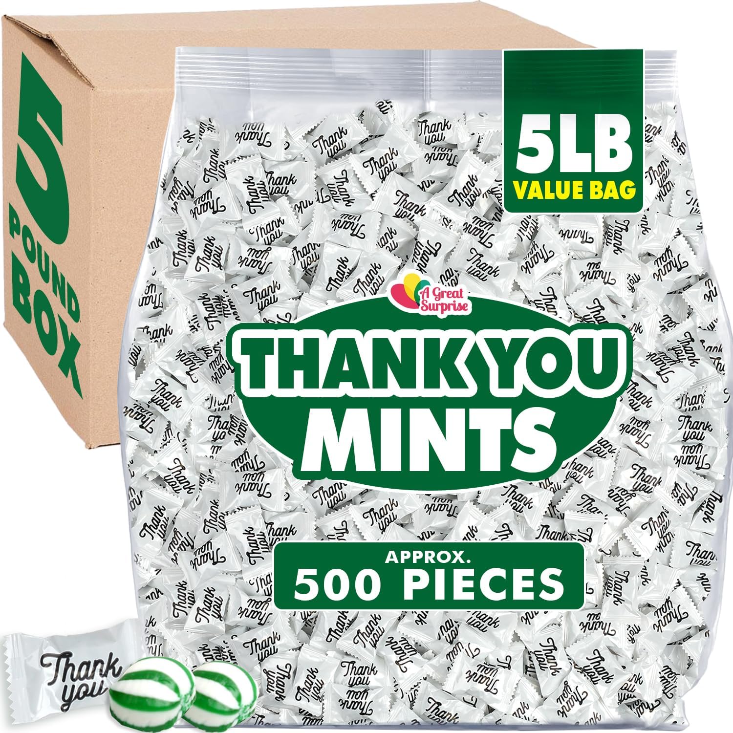 Amazon.com : Thank You Hard Candy Mints - 5 Pounds - Individually ...