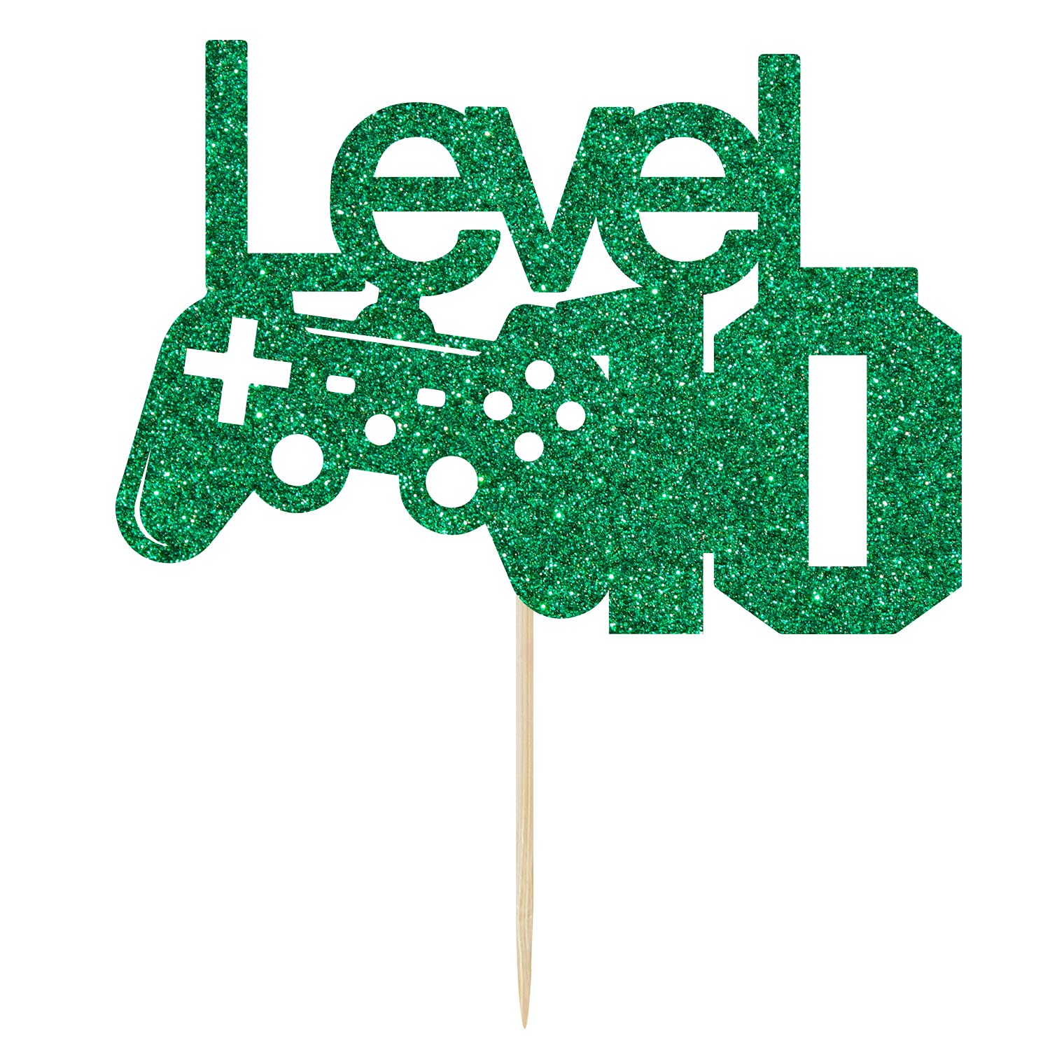 Green Glitter Level 10 Cake Topper Level Up 10th Birthday | Desertcart ...