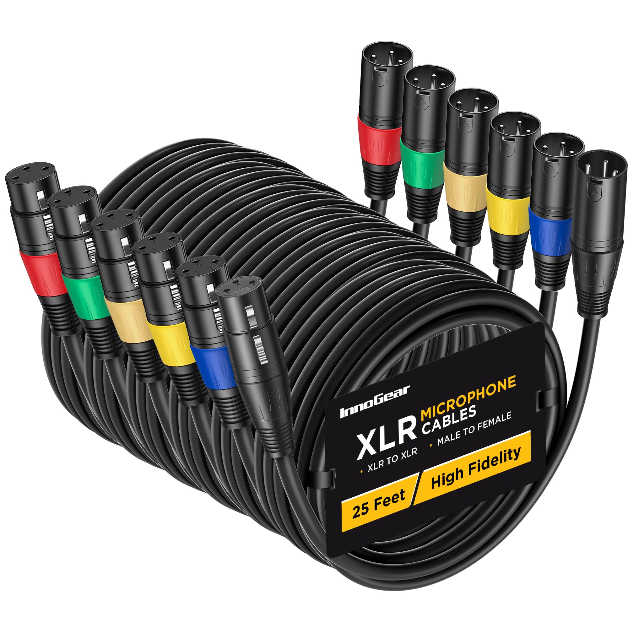 Snapklik.com : XLR Microphone Cables, 25 Feet 6 Pack Oxygen-Free Copper ...