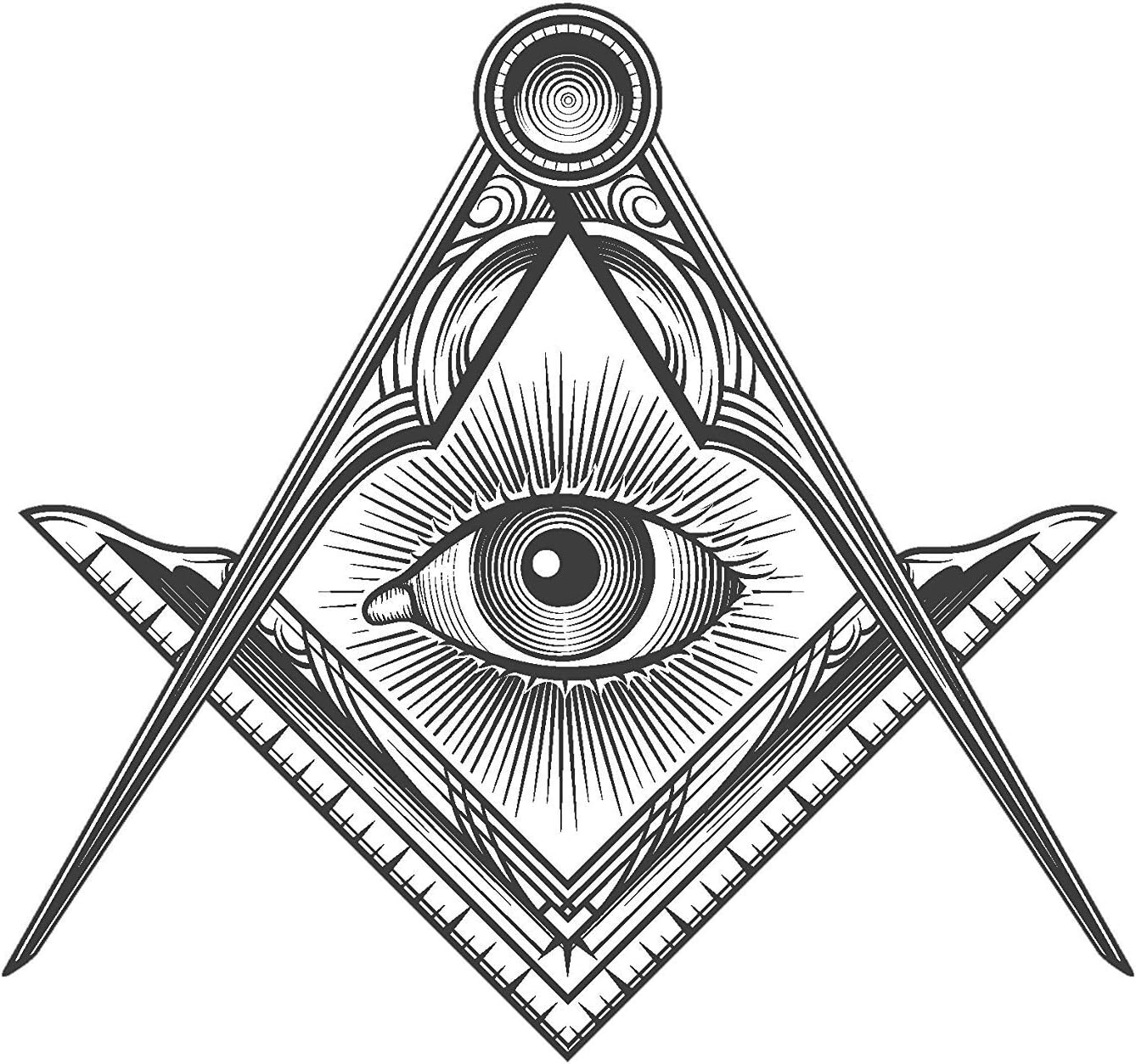 Amazon.com: All Seeing Eye in Triangle Crest Black Grey Vinyl Decal ...