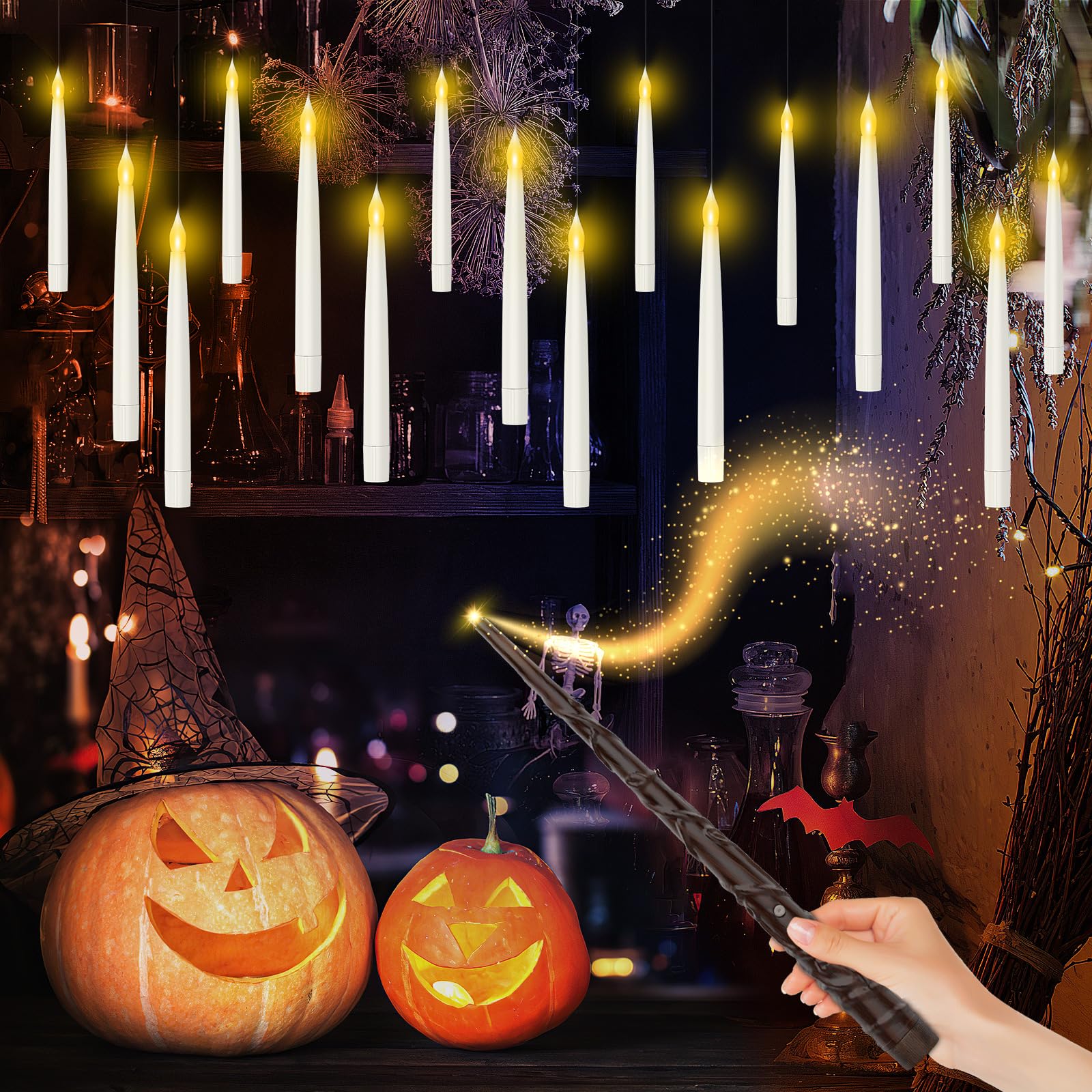 Amazon.com: Floating Flameless Candles with Remote Magic Wand, 12Pcs ...