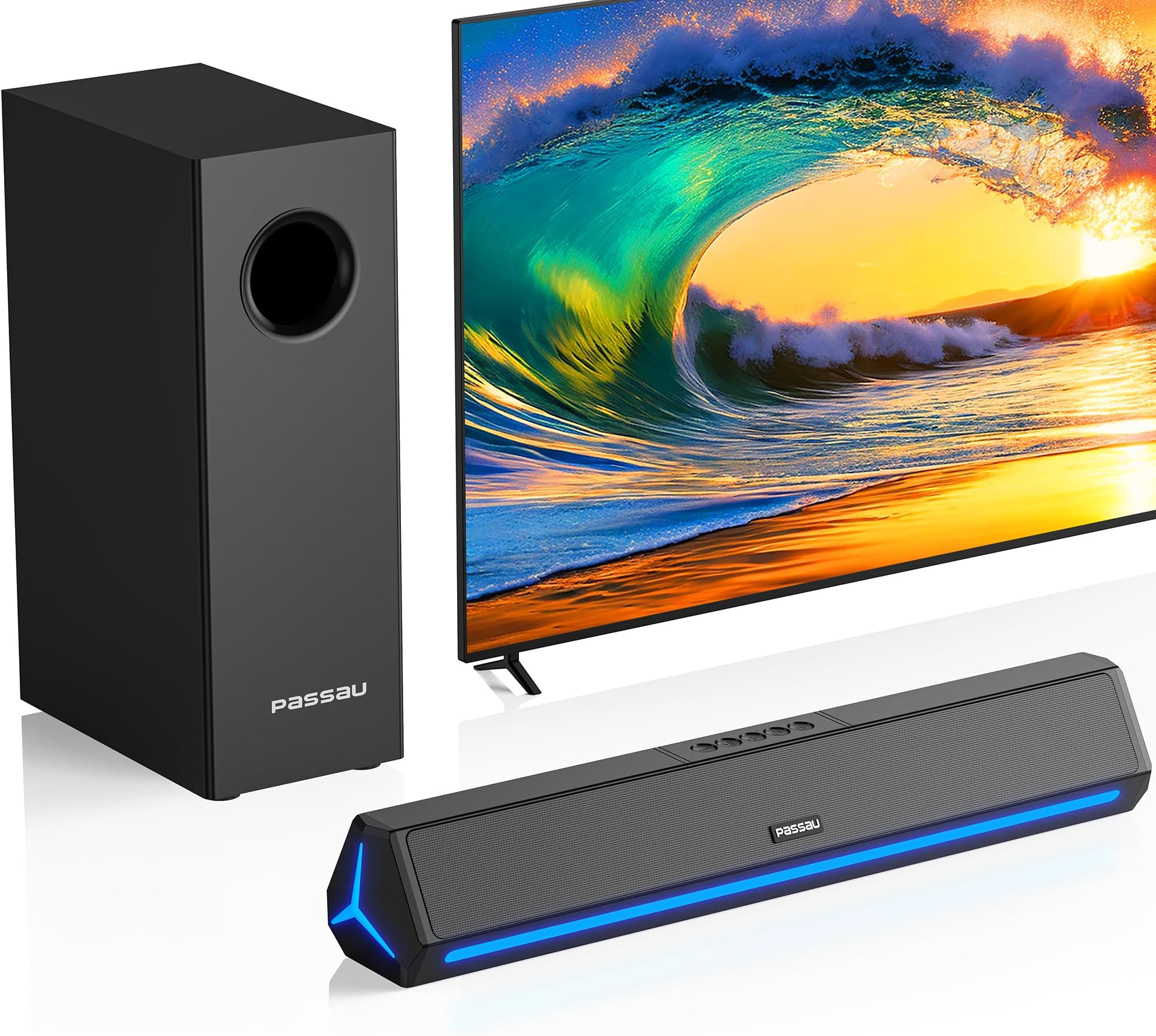 Amazon.com: LARKSOUND Soundbar with Subwoofer, 2.1 Sound Bar for TV, PC ...