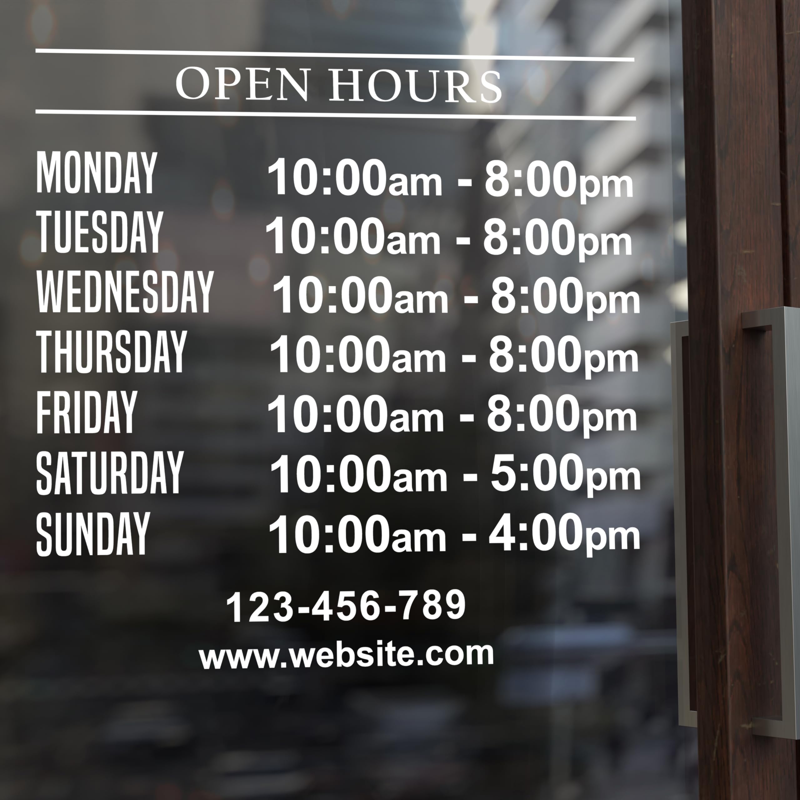 Amazon.com: Cus2mize - Custom Business Hours Window Sign - Vinyl Decals ...
