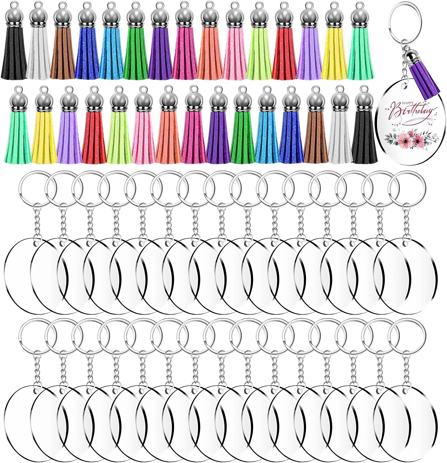 Amazon.com: 120 Pcs Acrylic Keychain Blanks for Vinyl, 30 Pcs Clear ...