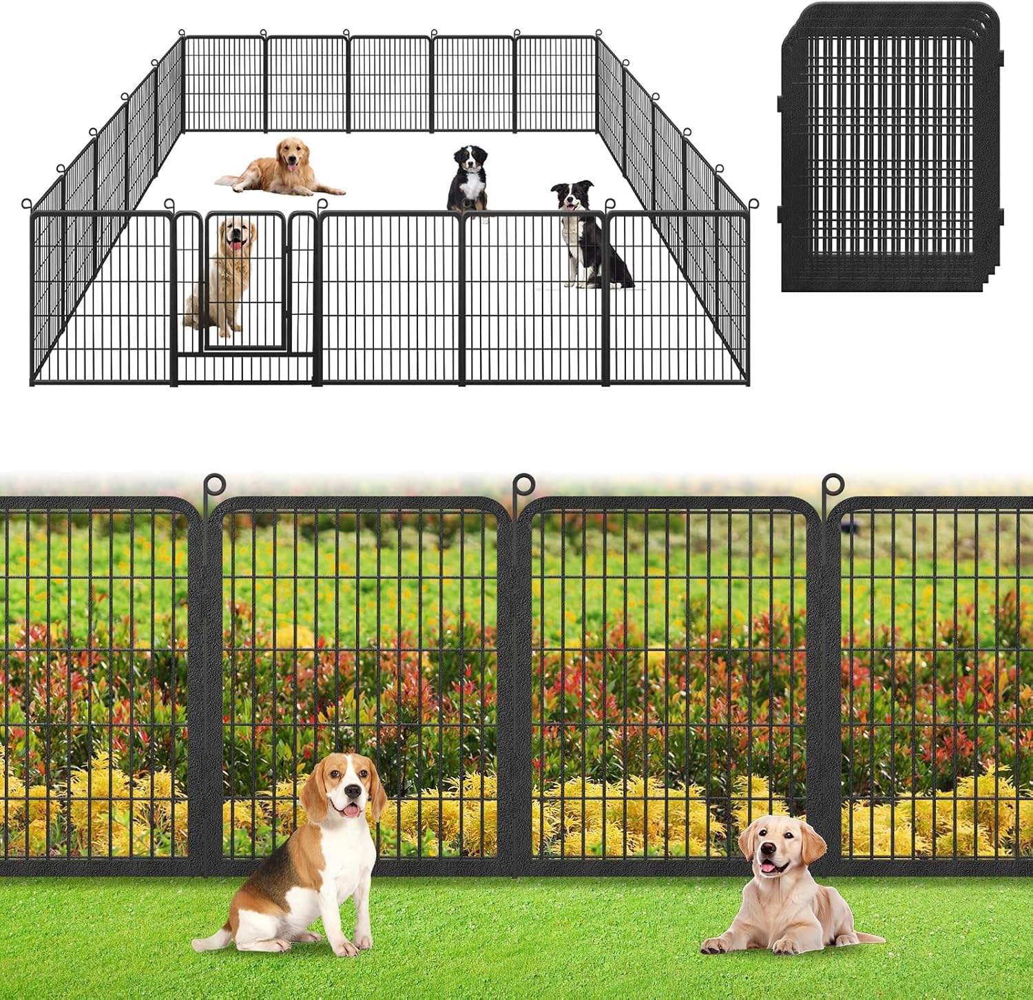 Amazon.com : Jhsomdr Decorative No Dig Fence Panels Garden Fence with ...