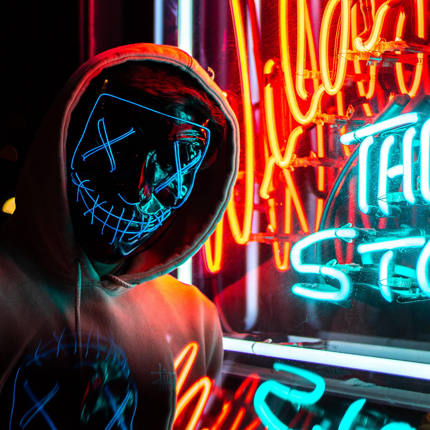 Buy Halloween Mask Light Up, Hacker Purge Mask, Scary LED Mask for ...