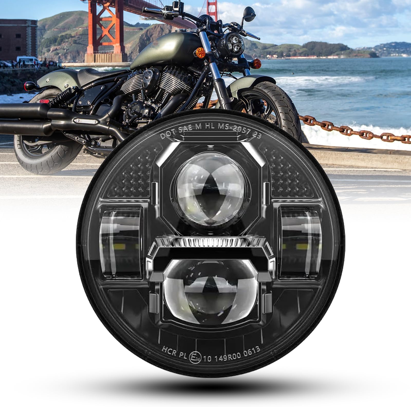 JMTBNO 7 Zoll Motorrad LED Scheinwerfer Runden DRL Weiß Blinker ...