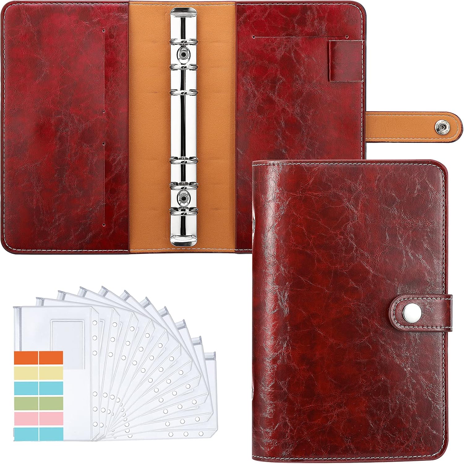 Amazon.com : Housolution A6 Money Binder, Vintage PU Leather Budget ...