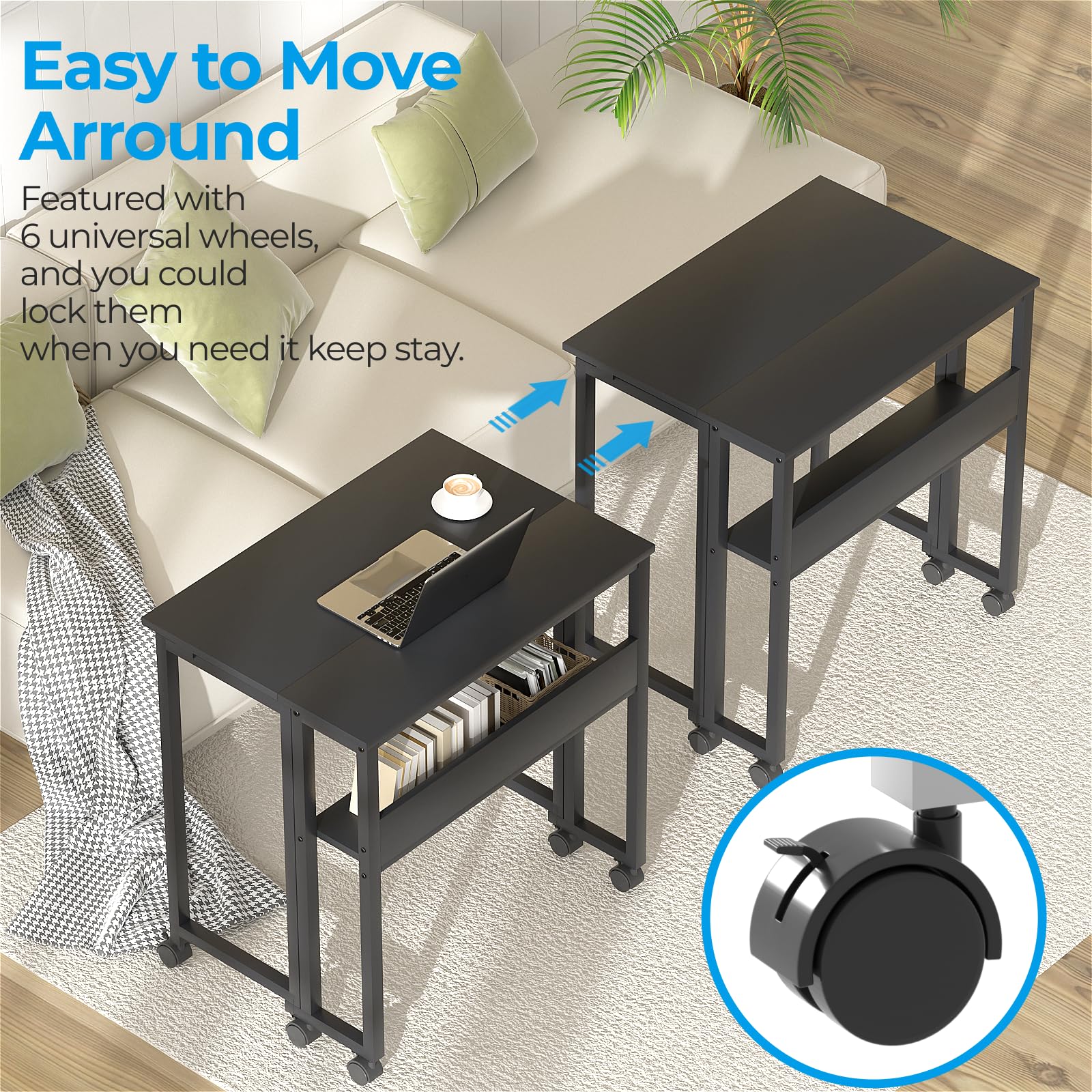 GreenForest Folding Desk Small Foldable Table with Storage Shelf 24.8 ...