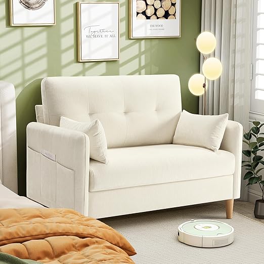 Amazon.com: Hanherry Loveseat Sofa, 47” Small Couch for Living Room ...