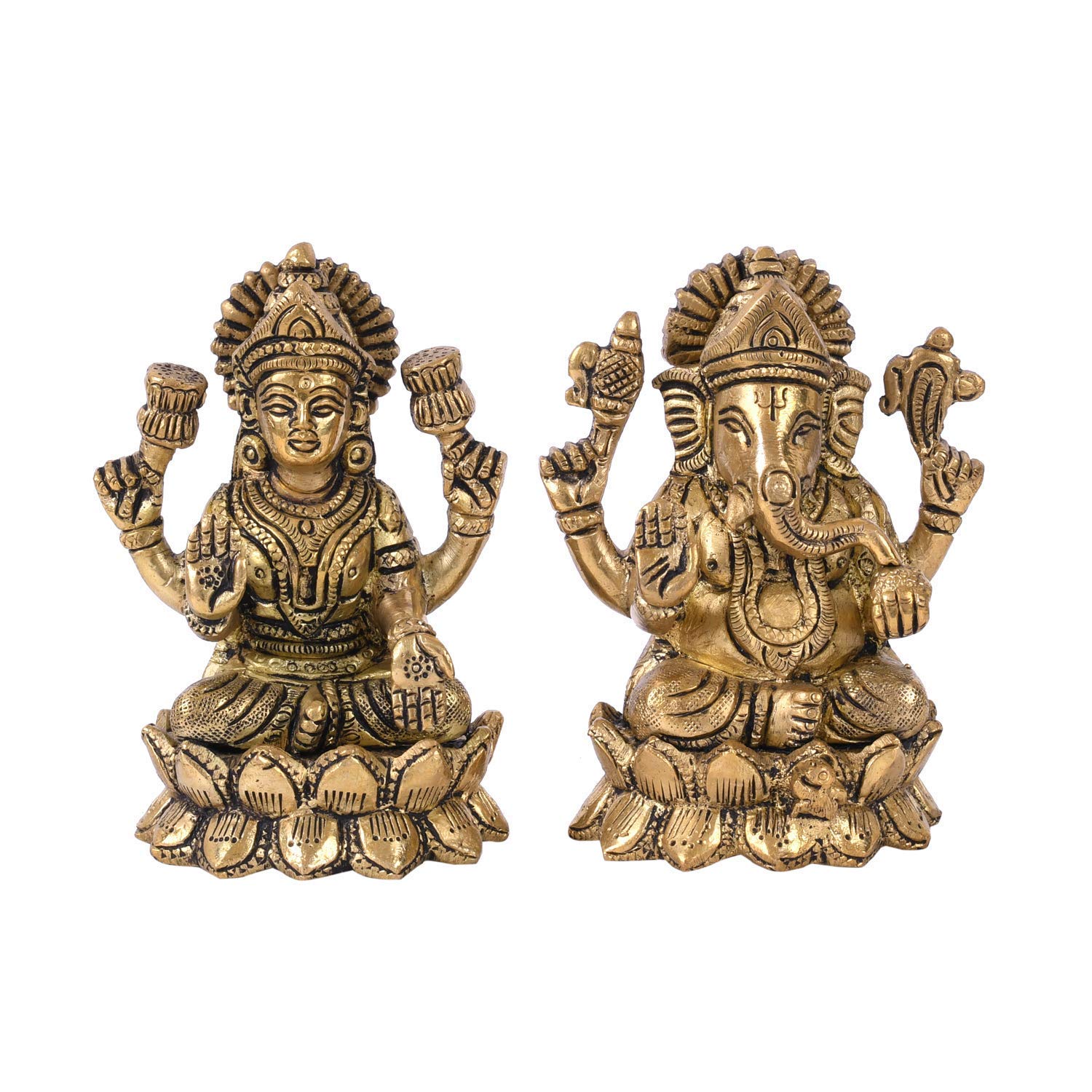 Dev Crafts Ganesh Ganpati Ganesha Laxmi Lakshmi Brass Idol Statue ...
