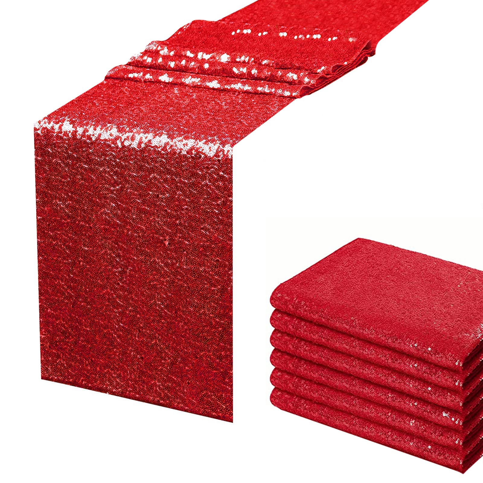 Amazon.com: WISPET Red Sequin Table Runner 12 X 108 Inch Pack of 6 ...