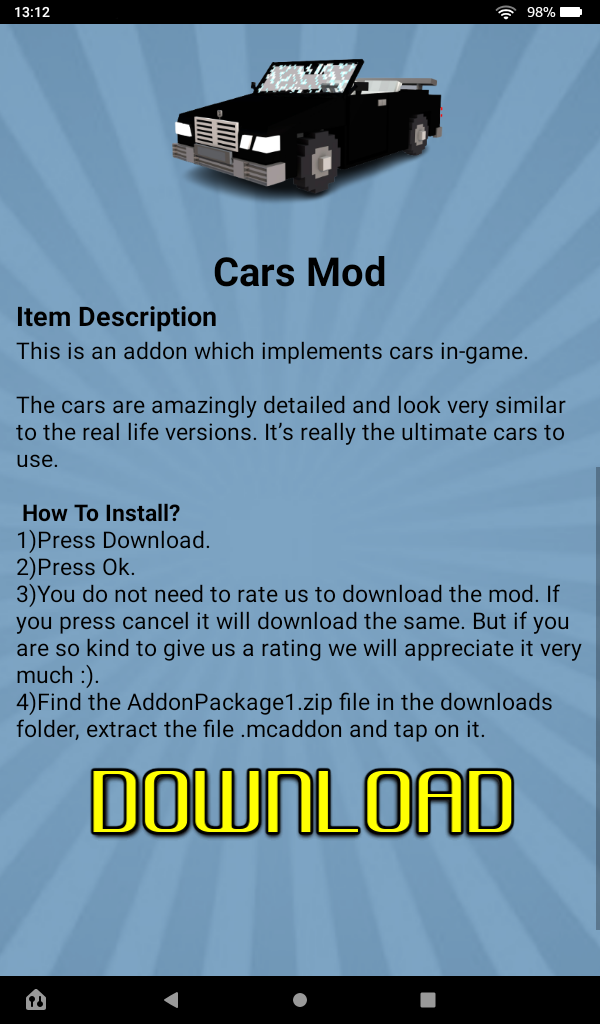 Cars Mod - App on Amazon Appstore