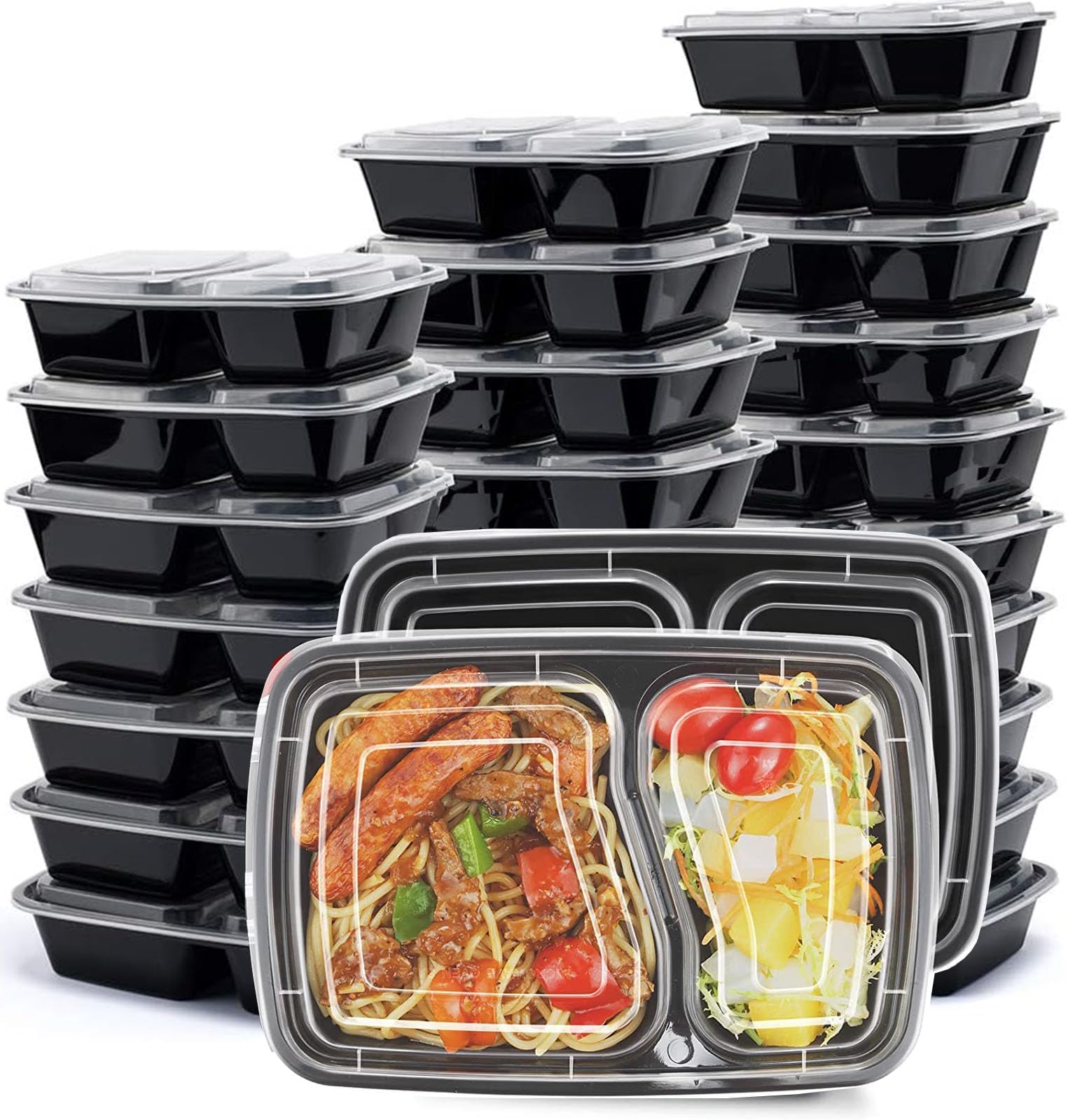 Amazon.com: Meal Prep Containers With Lids 50 Set - Reusable Plastic ...