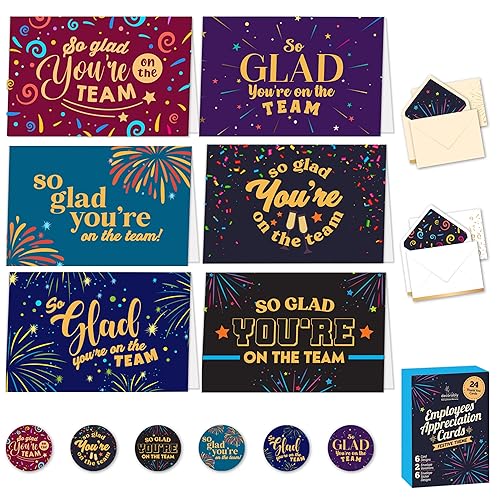 Snapklik.com : 24 Pack Gold-Foiled Employee Appreciation Cards