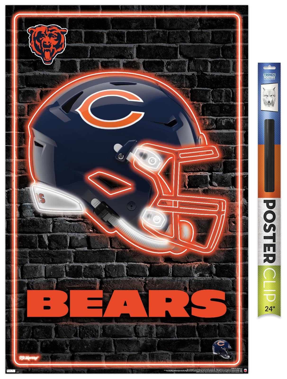 Amazon.com: Trends International NFL Chicago Bears - Neon Helmet 23 ...