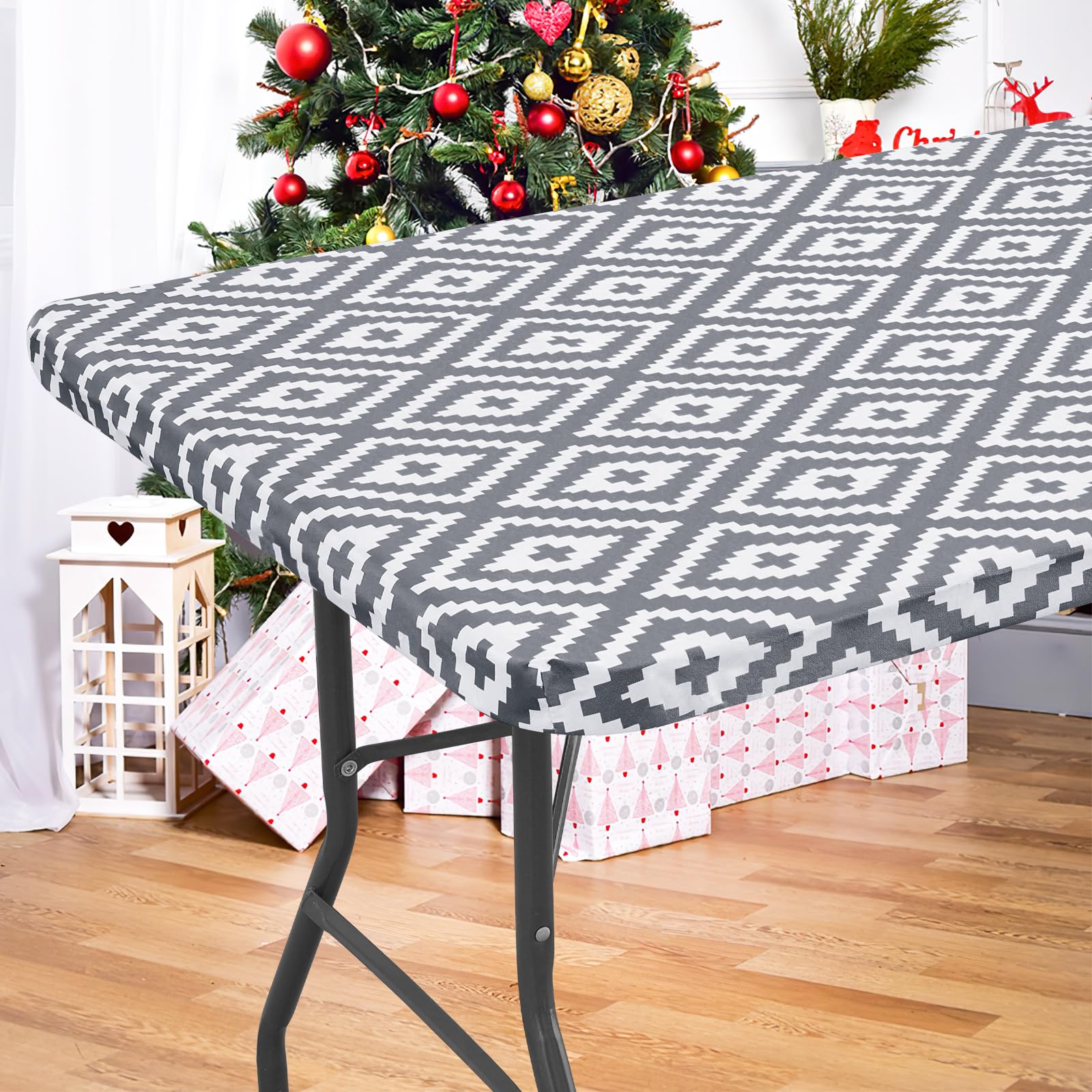 Amazon.com: Smiry Rectangle Picnic Table Cloth, Waterproof Elastic ...