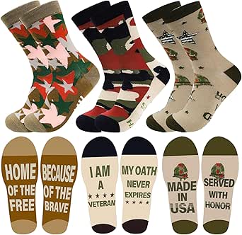 Amazon.com: Luvsweets Veterans Day Gifts Socks - 3 Pairs Army Green ...