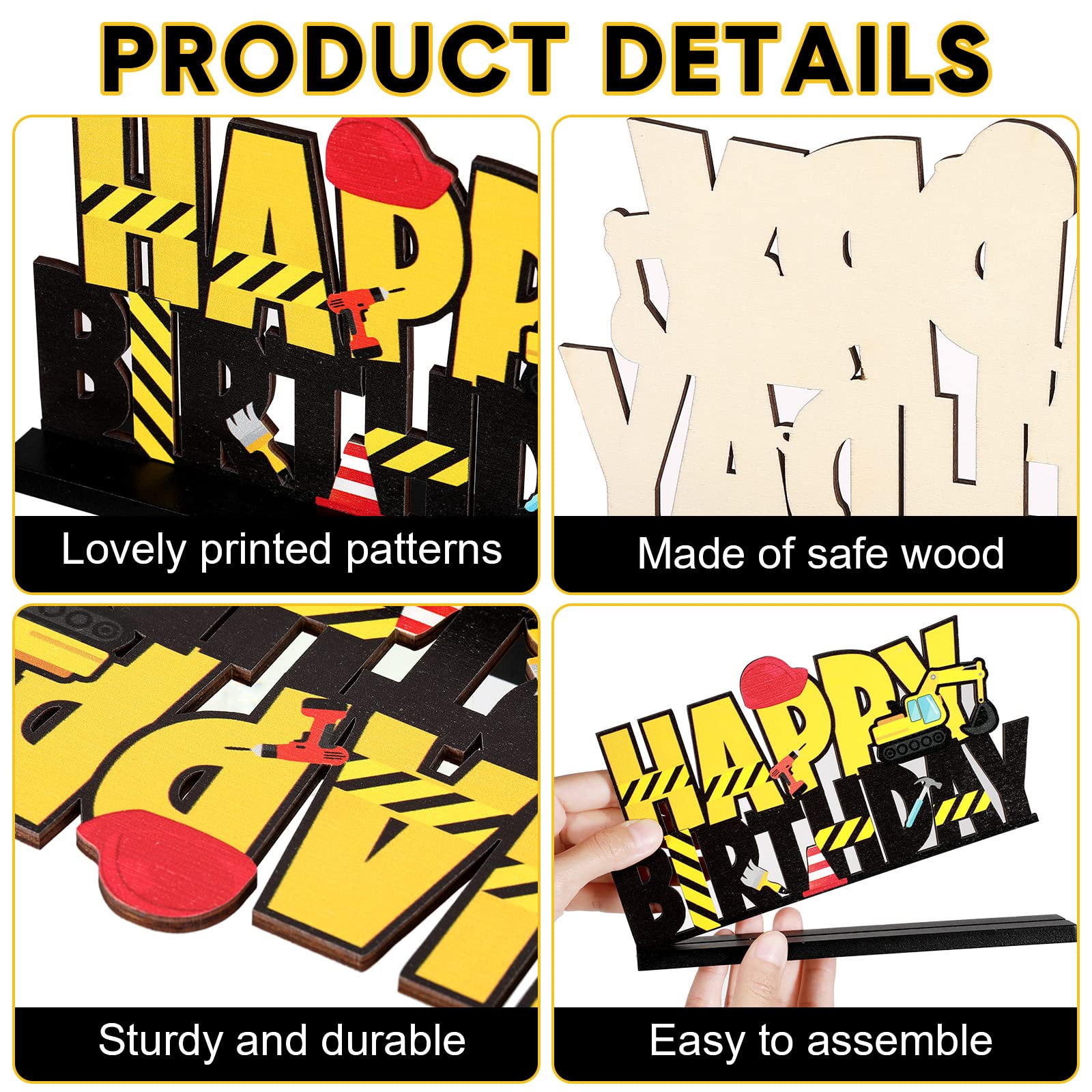 Snapklik.com : 5 Pcs Wooden Construction Table Centerpiece Construction ...