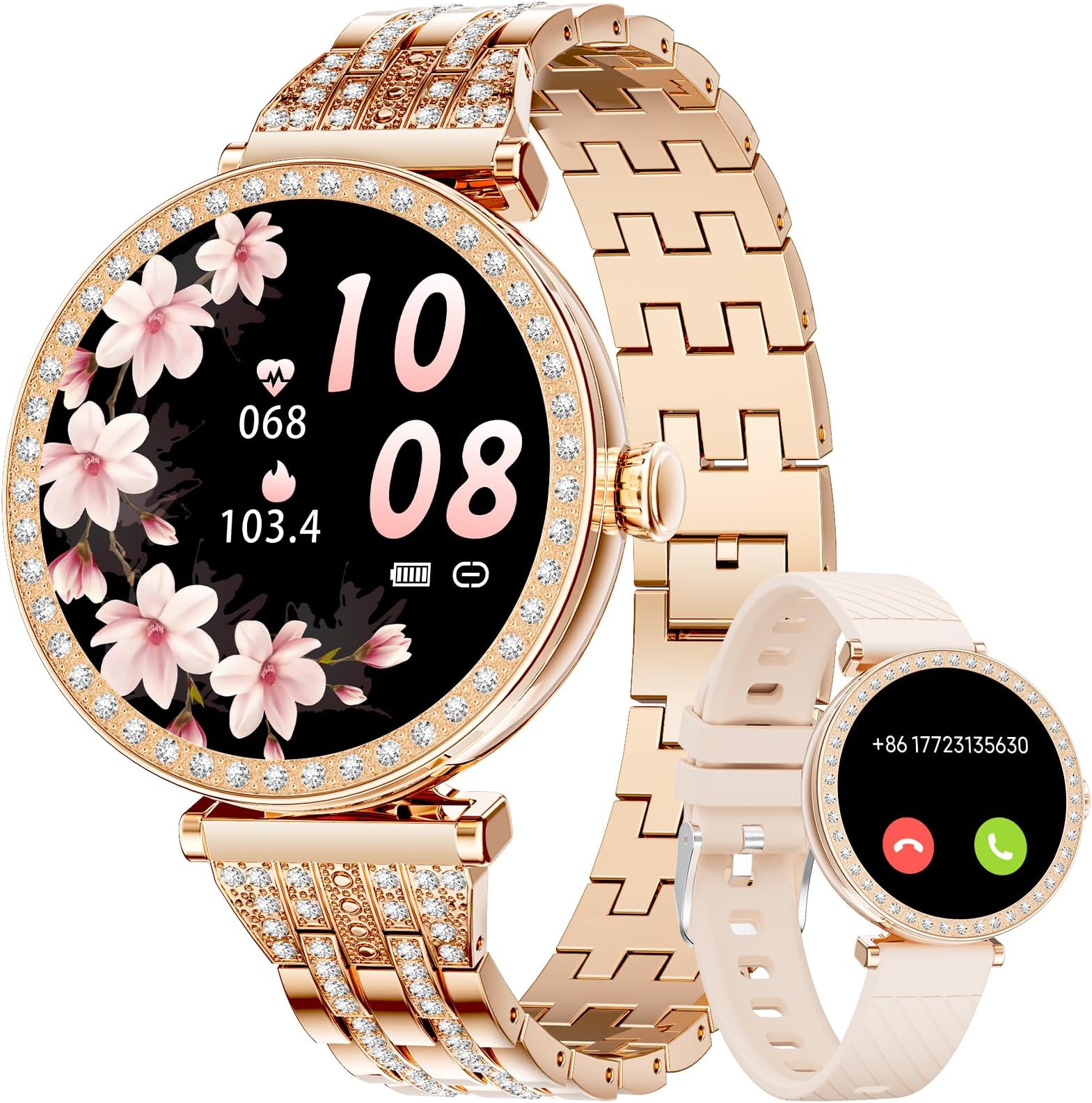 Amazon.com: LIGE Women's Smart Watch with Diamond Design,1.19" AMOLED ...