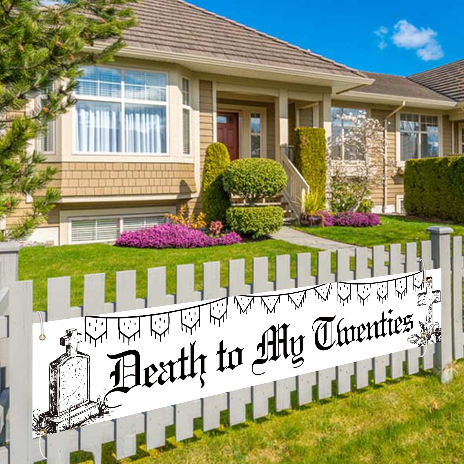 Amazon.com: MEFENG Gothic Death To My Twenties Banner,Old English Death ...