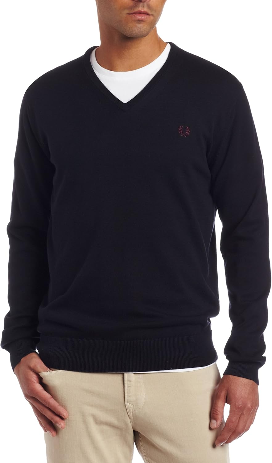 Fred Perry Men's V-Neck Sweater, Navy, Small at Amazon Men’s Clothing ...