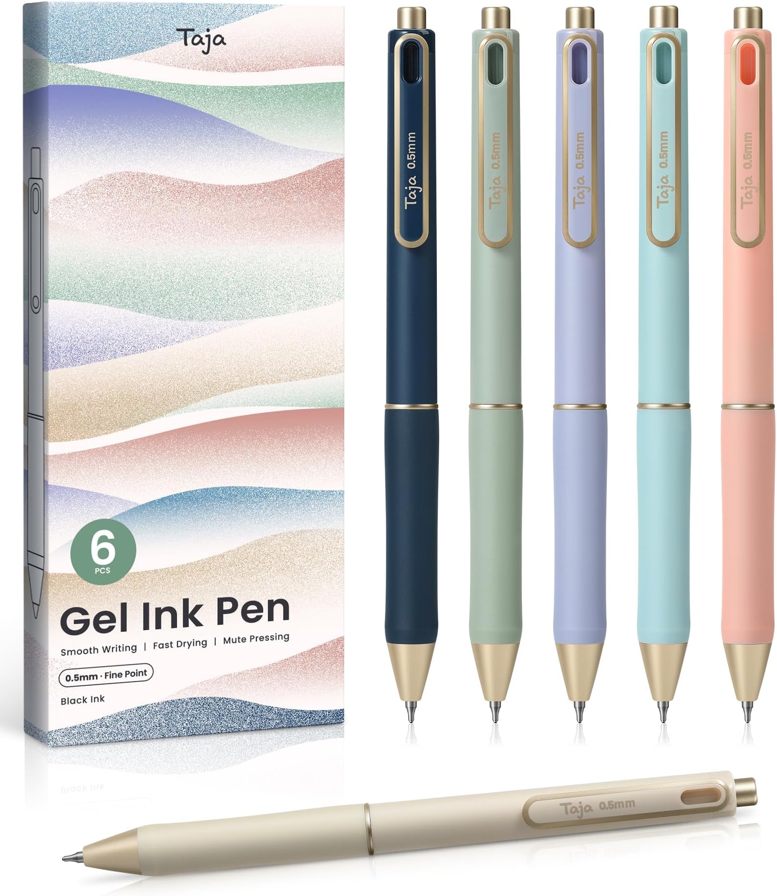 Amazon.com: TINNIVI Gel Pens, 6 Pack 0.5mm Fine Point Pen Black Ink with 6 Refills, Quick Dry ...