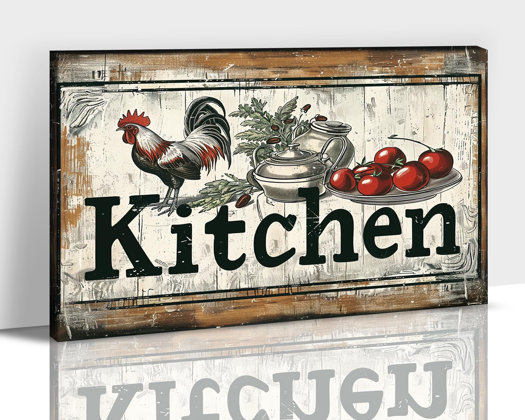 Amazon.com: Rustic Kitchen Wall Art - Vintage Kitchen Sign Wall Decor ...