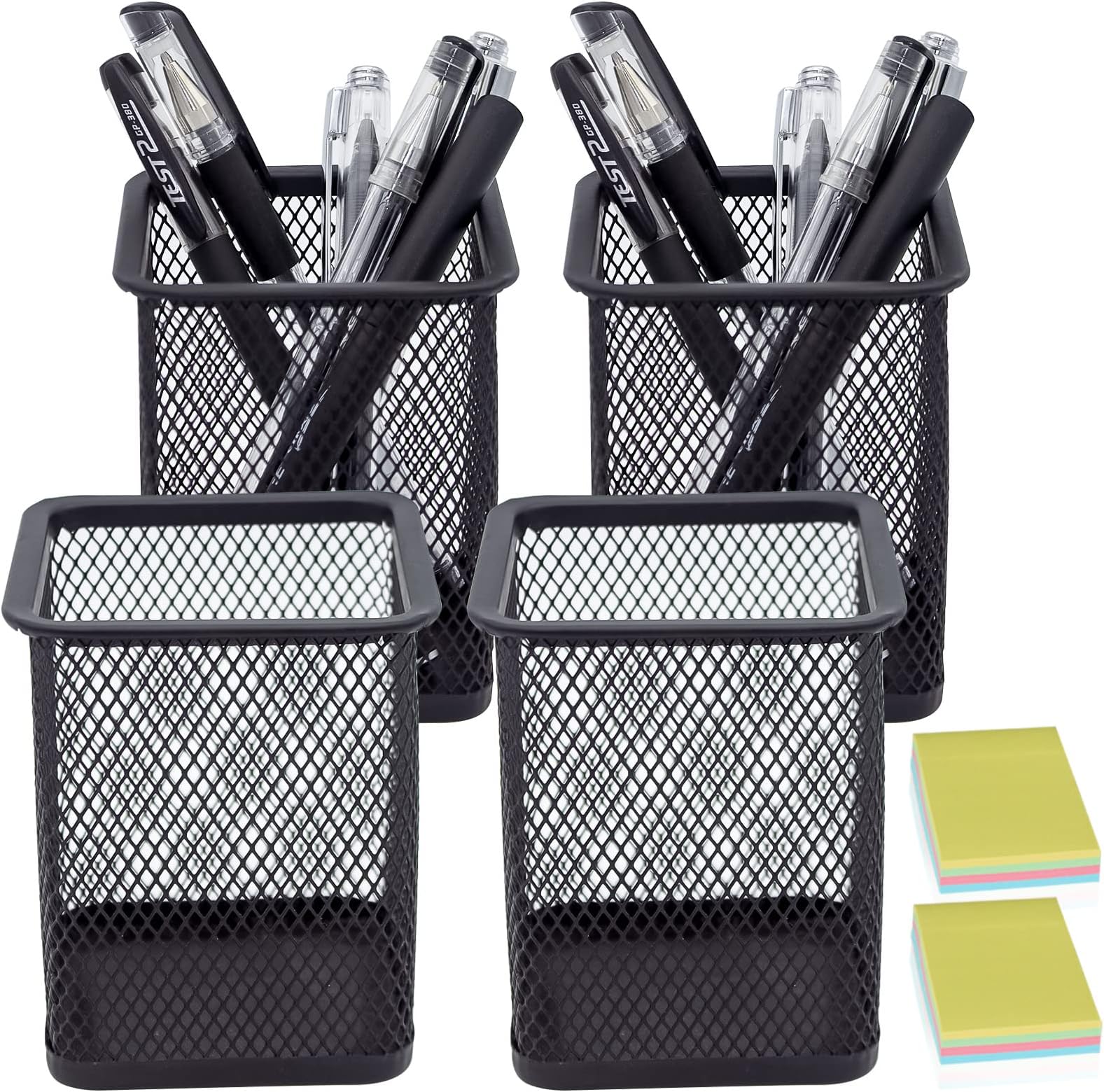 2pk Metal Mesh Pen Pot Pencil Holder for Desk Metal Office Mesh Desk ...
