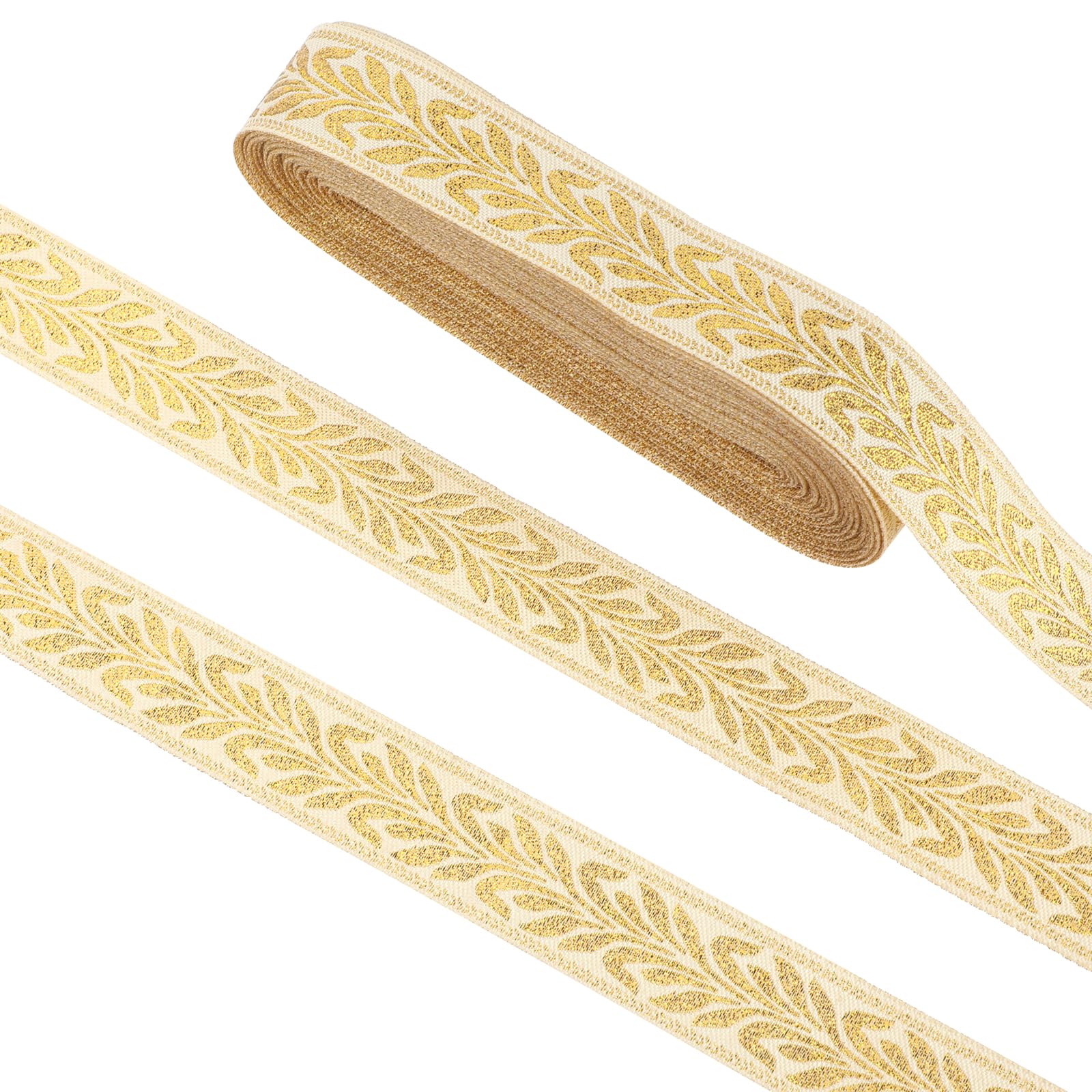 Amazon.com: Gold Jacquard Ribbon 10 Yards Edge Woven Braid Trim 1 Inch ...