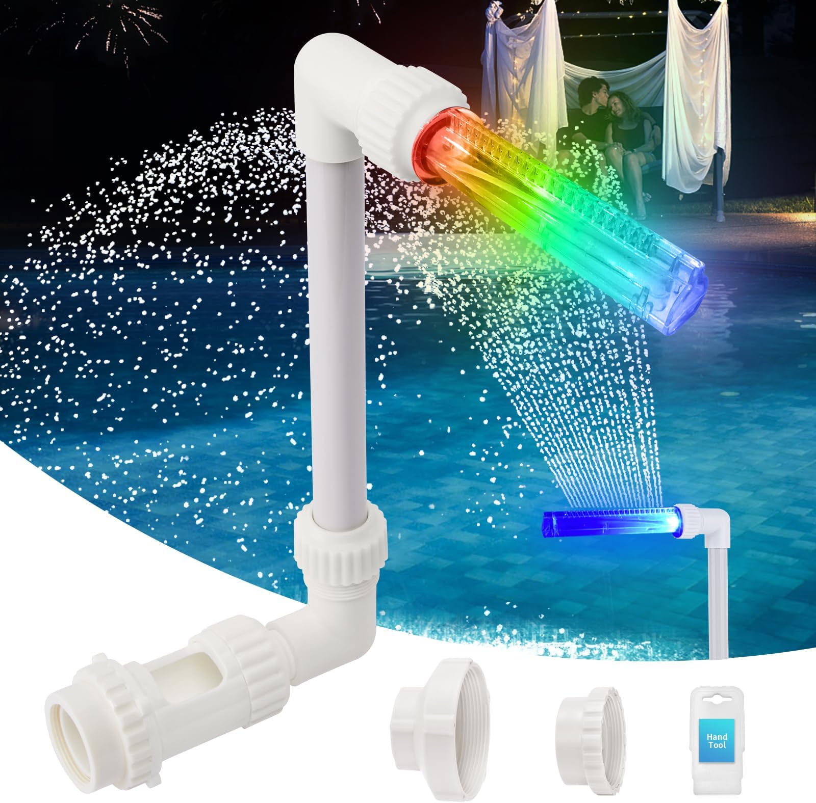 Amazon.com: Klleyna 7-Color LED Light Swimming Pool Fountains - Flower ...