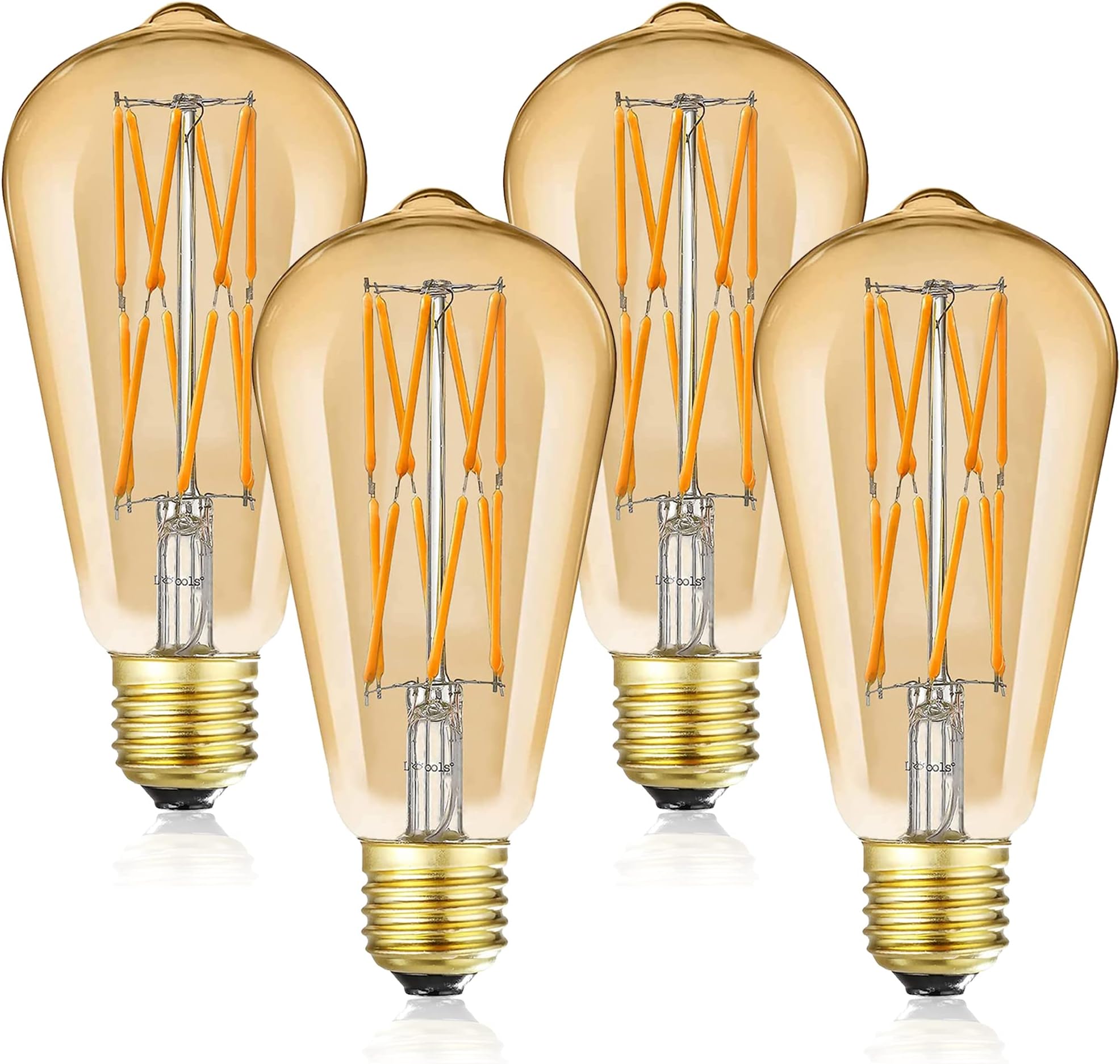 Leools Vintage Amber LED Edison Bulb Dimmable 12W, 100W Equivalent ...