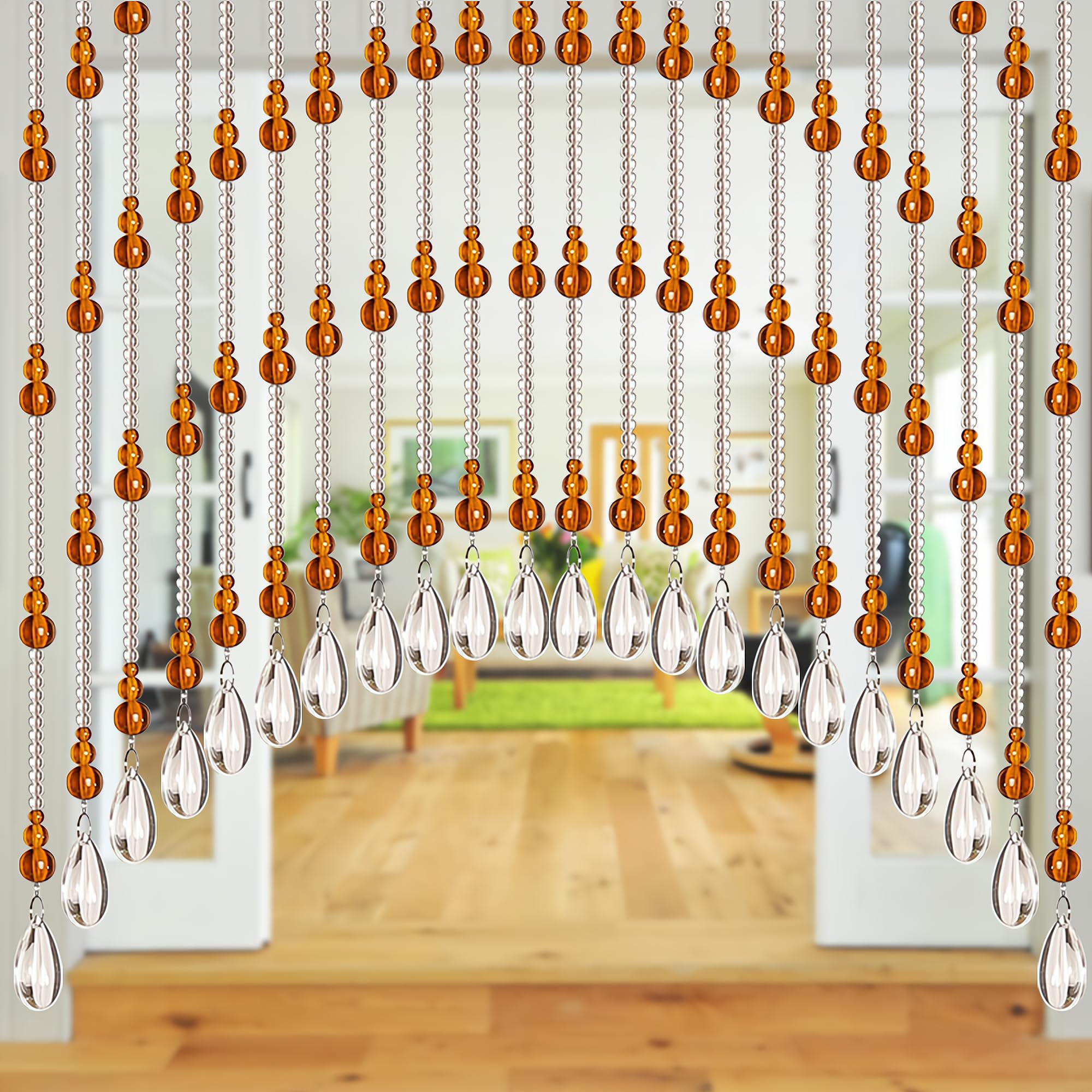 Amazon.com: Urmforweilin Crystal Beaded Door Curtain Self-Adhesive ...