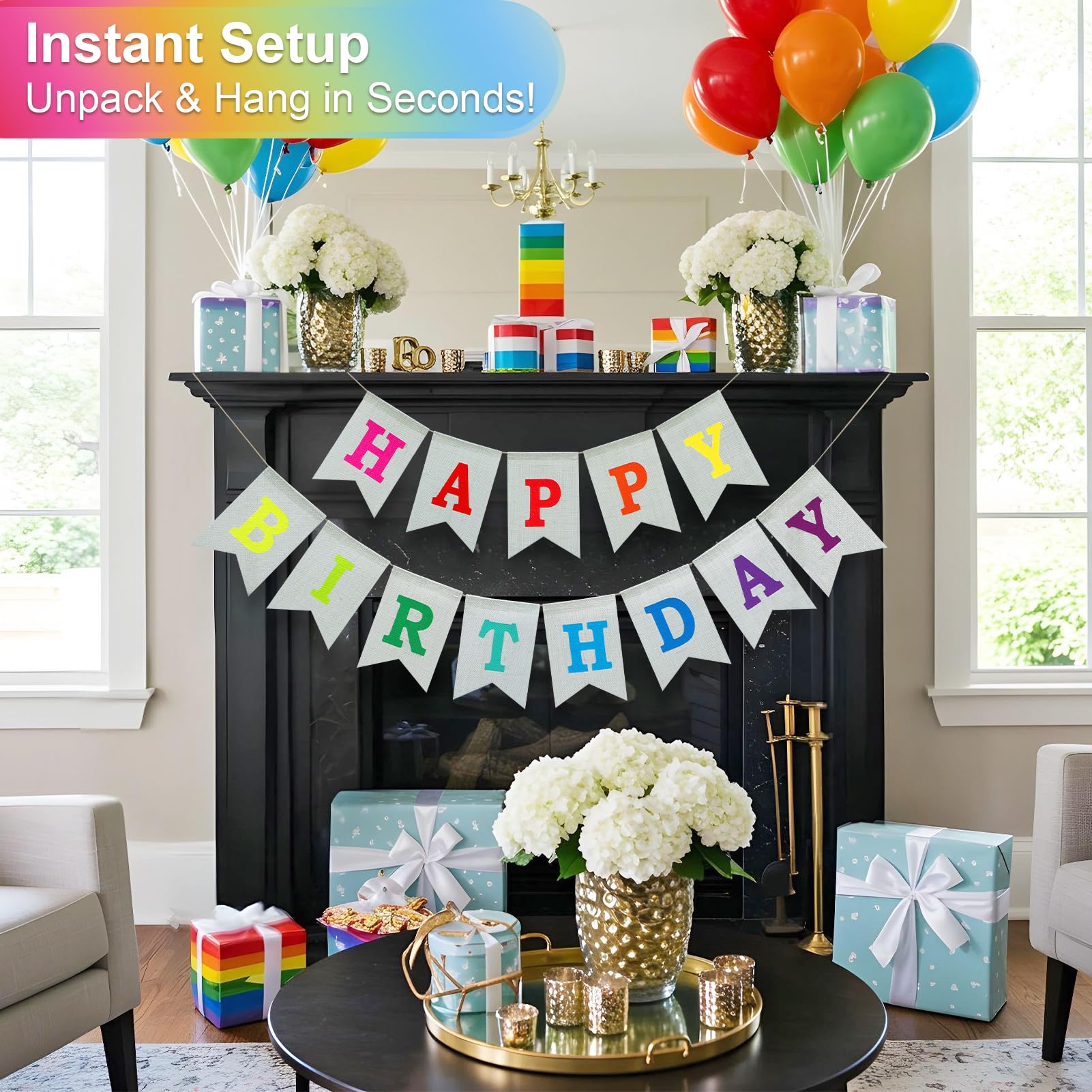 Snapklik.com : LITAUS Colorful Burlap Happy Birthday Banner - Pre ...