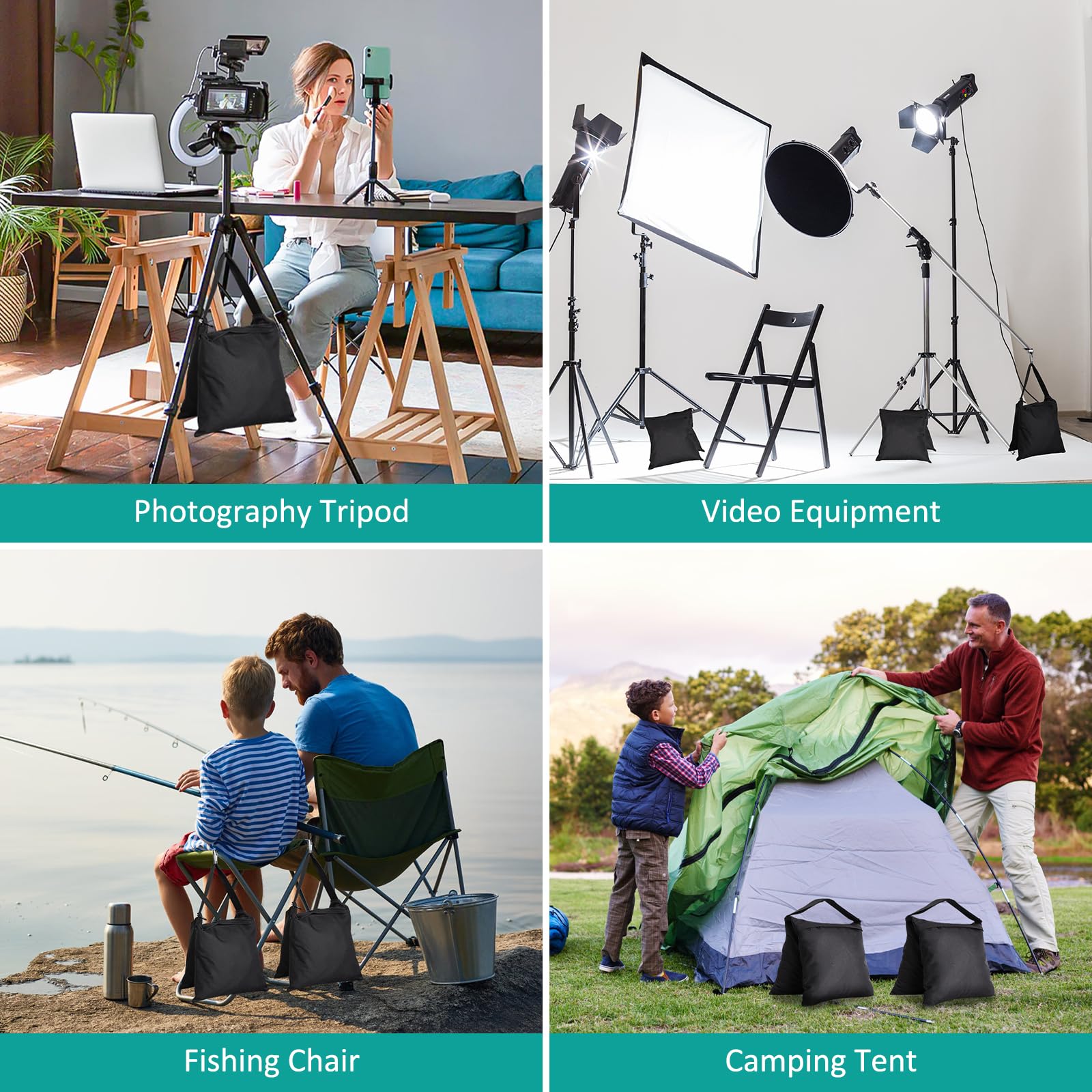 Snapklik.com : 4 Packs Sandbags For Photography Video Stand, Pre-filled ...