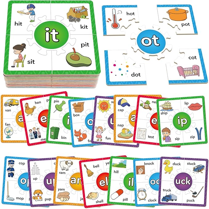 Torlam Phonics Puzzles Rhyming Games Phonics Games Flash Cards for Kids ...